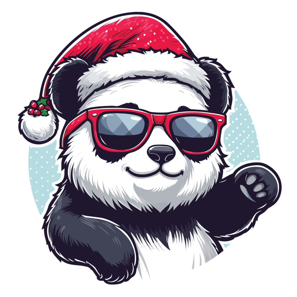 Beautiful Christmas Panda Wearing Santa Hat - Ai Generative 33823851 PNG