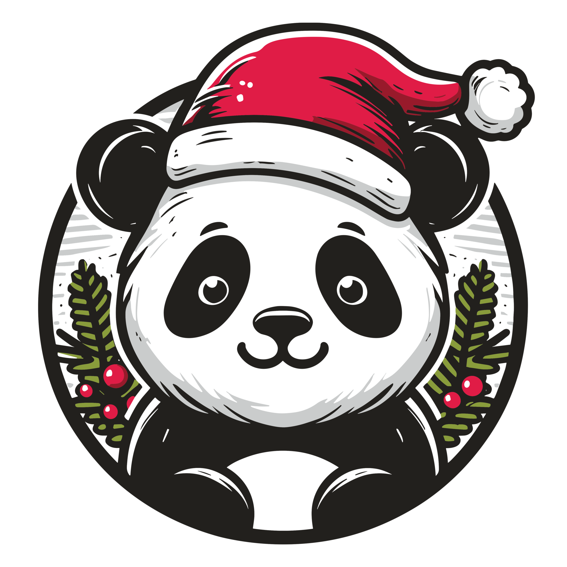 Beautiful Christmas Panda Wearing Santa Hat - Ai Generative 33823862 PNG