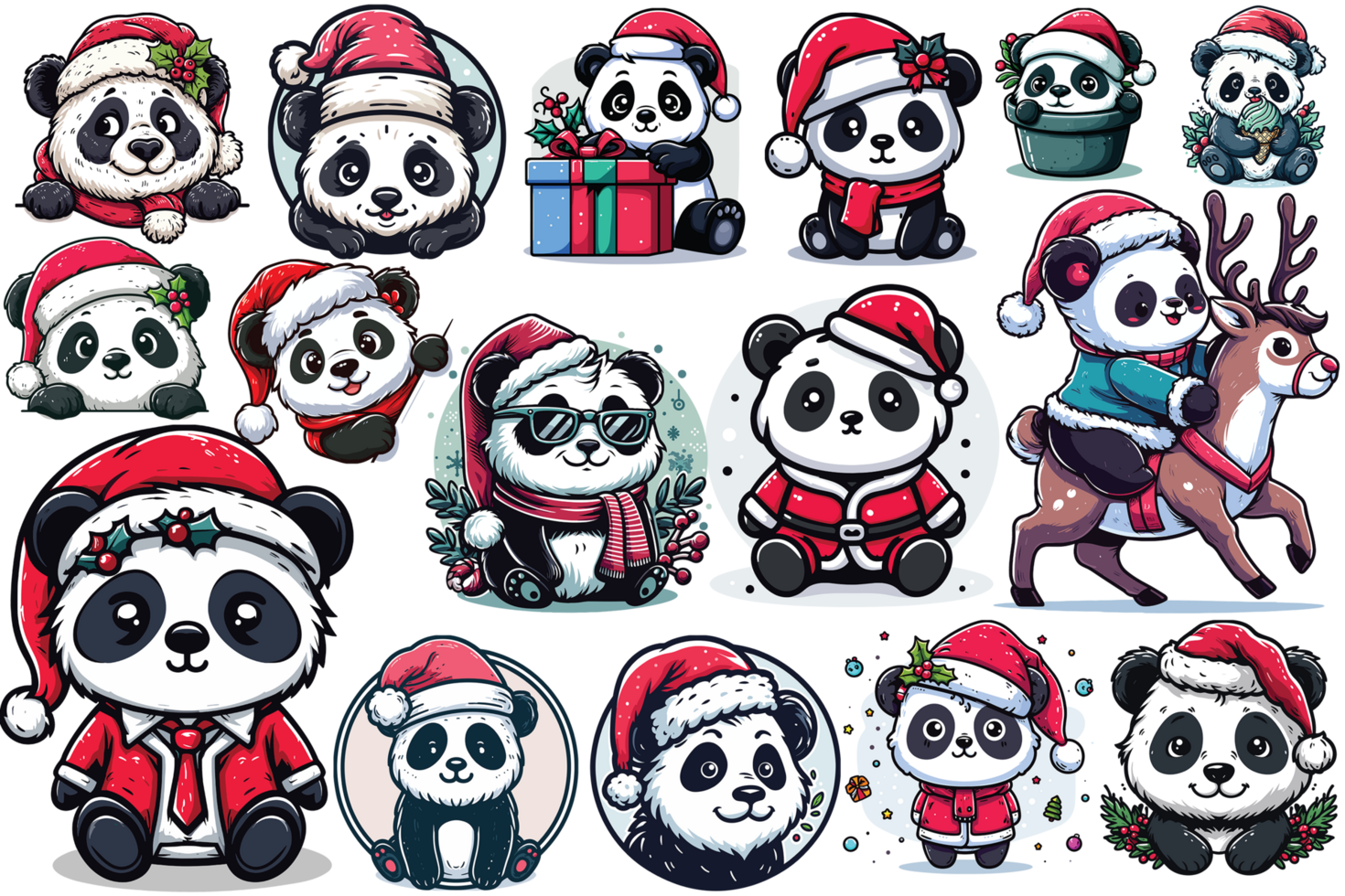 Beautiful Christmas Panda Wearing Santa Hat - Ai Generative 33823863 PNG
