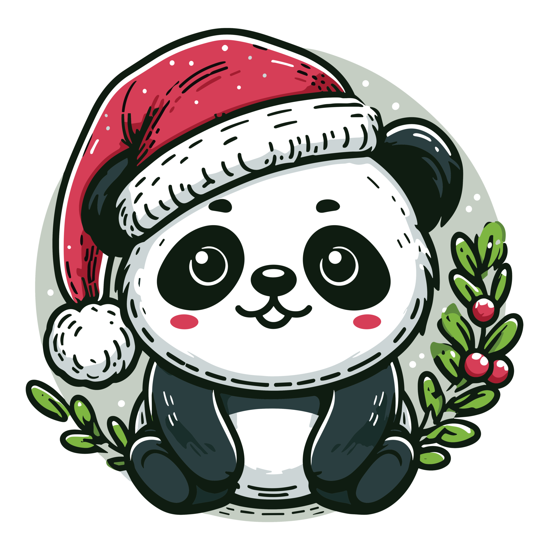 Beautiful Christmas Panda Wearing Santa Hat - Ai Generative 33823864 PNG