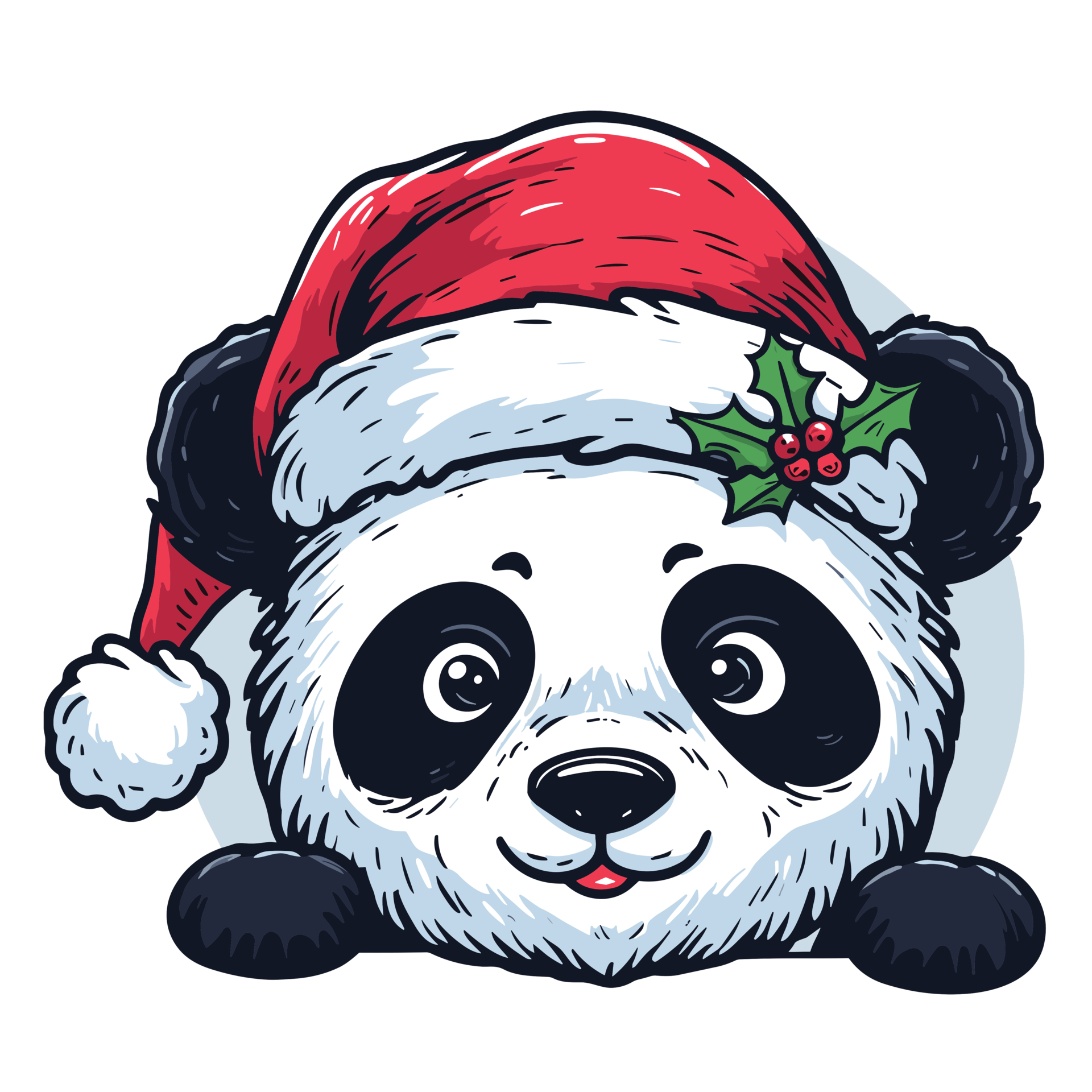 Beautiful Christmas Panda Wearing Santa Hat - Ai Generative 33823867 PNG