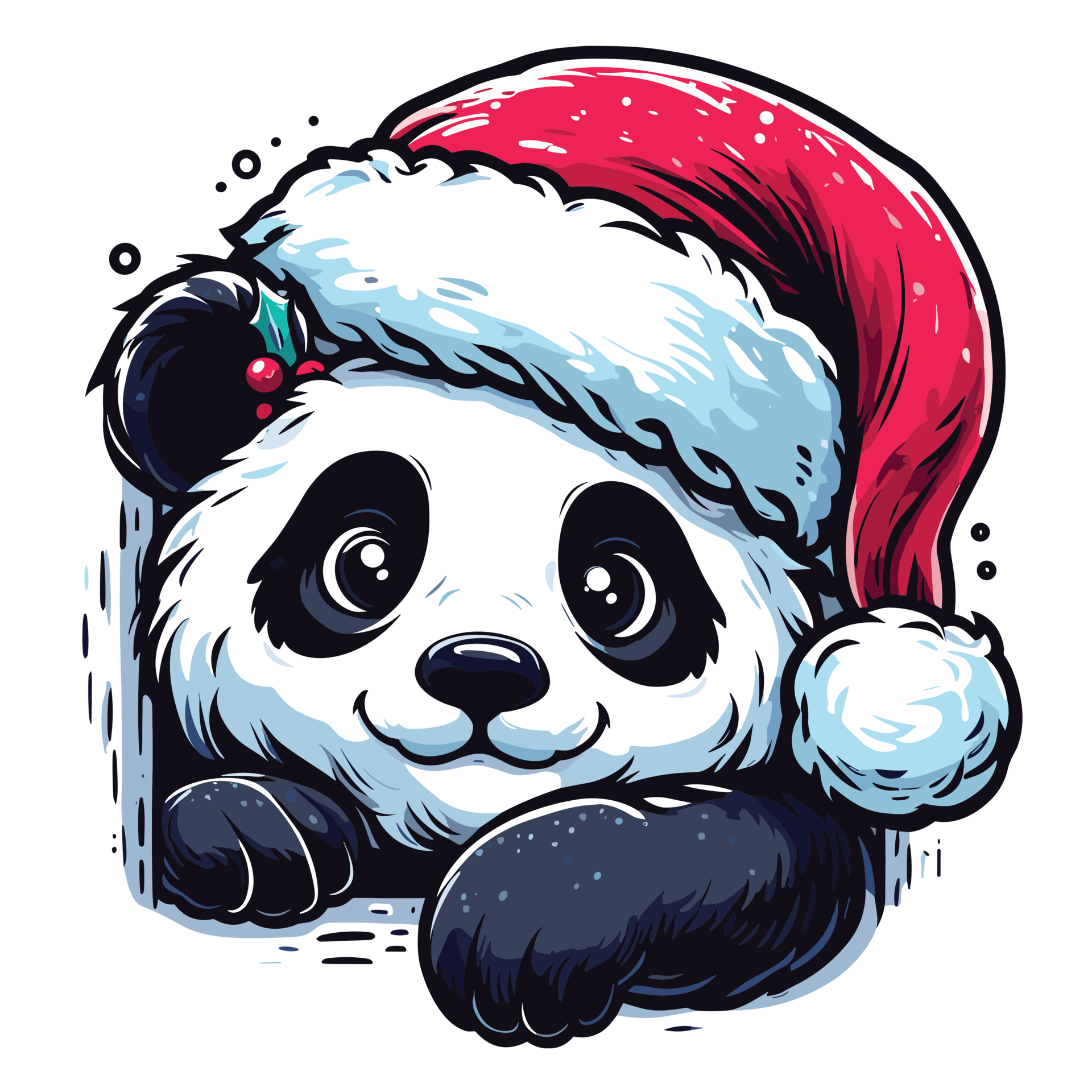 Beautiful Christmas Panda Wearing Santa Hat - Ai Generative 33823868 PNG