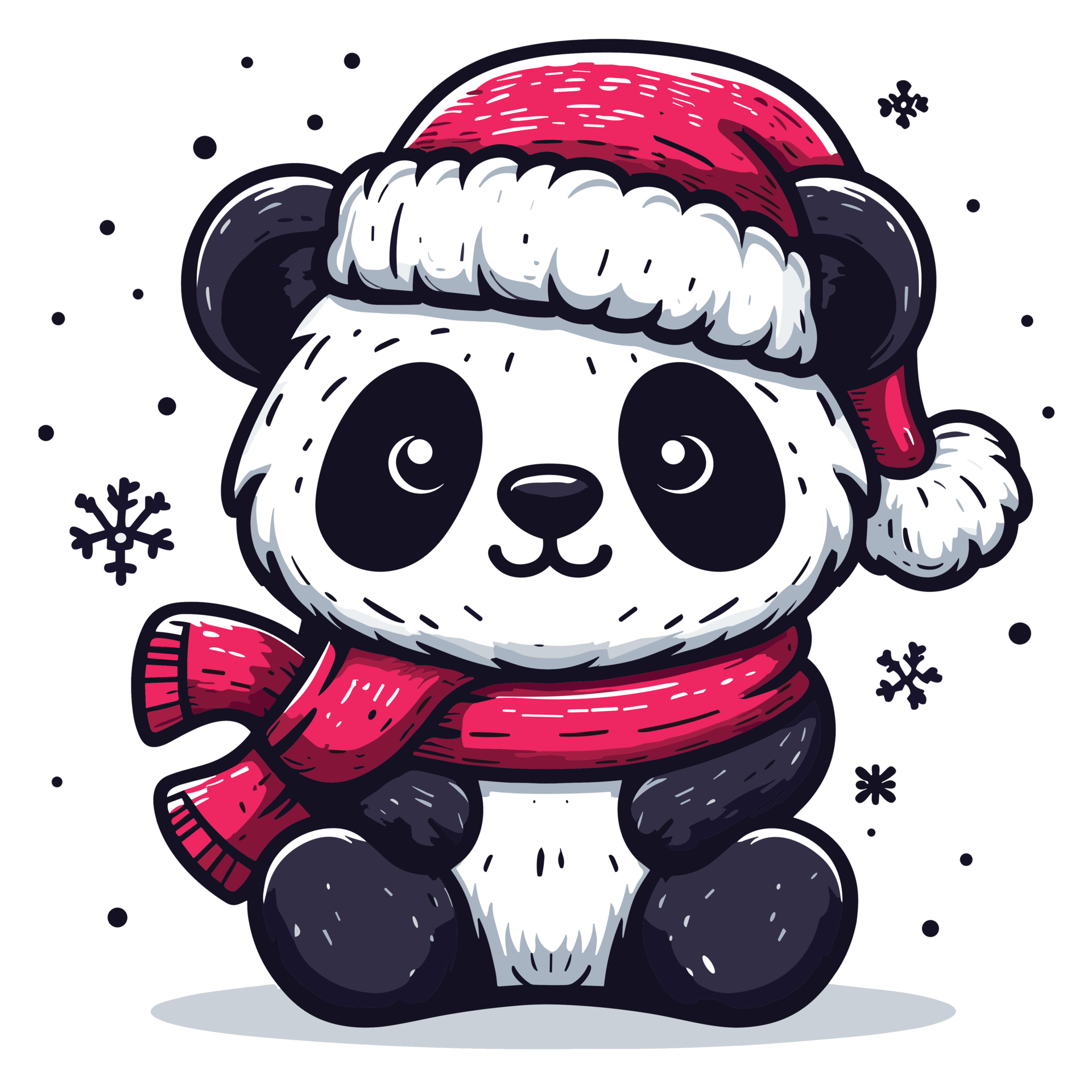 Beautiful Christmas Panda Wearing Santa Hat - Ai Generative 33823869 PNG