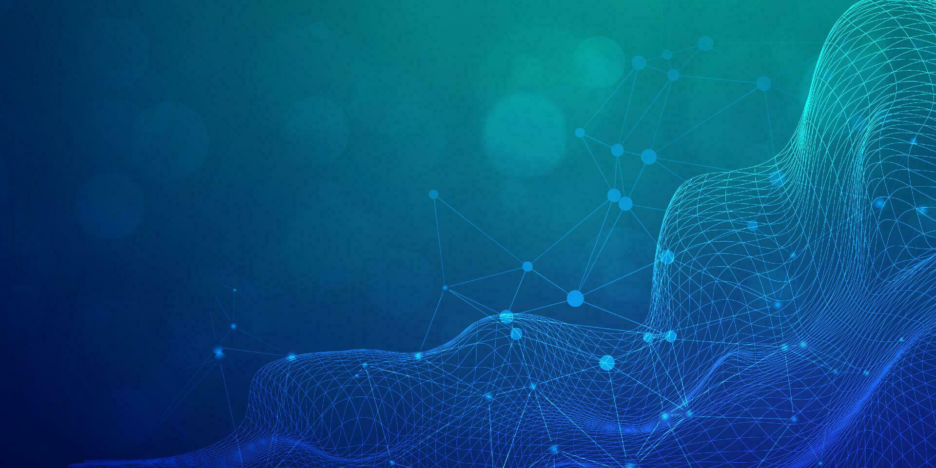 Digital Technology Speed Connect Blue Green Background Cyber Nano Information Abstract