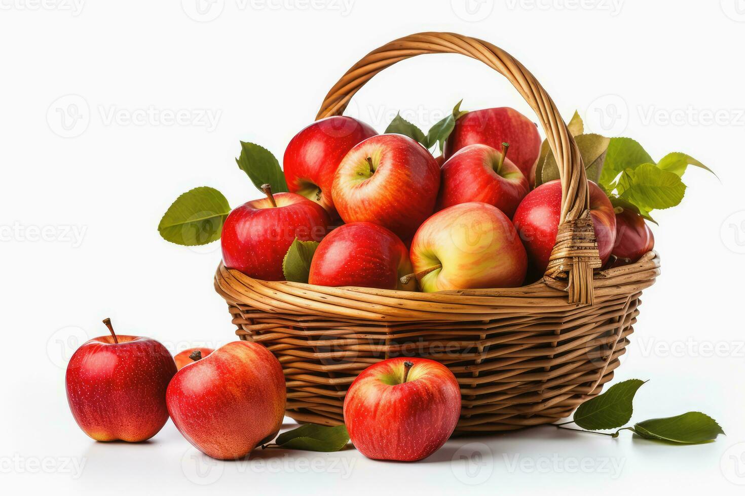 Red apple in a basket on white background, Generative AI. 33836501 Stock Photo at Vecteezy
