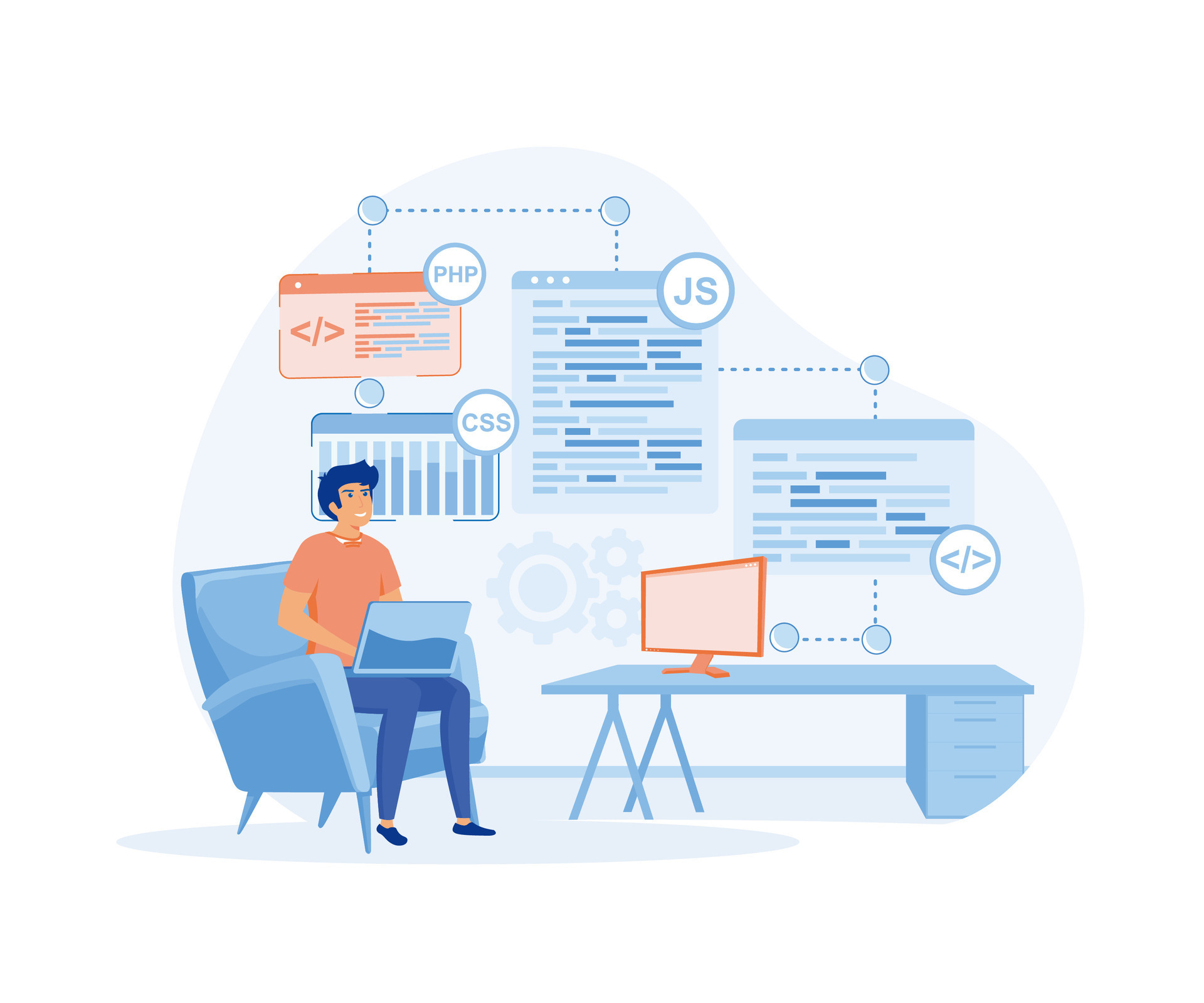 joven programador concentrado a trabajando proyecto. desarrollando ...