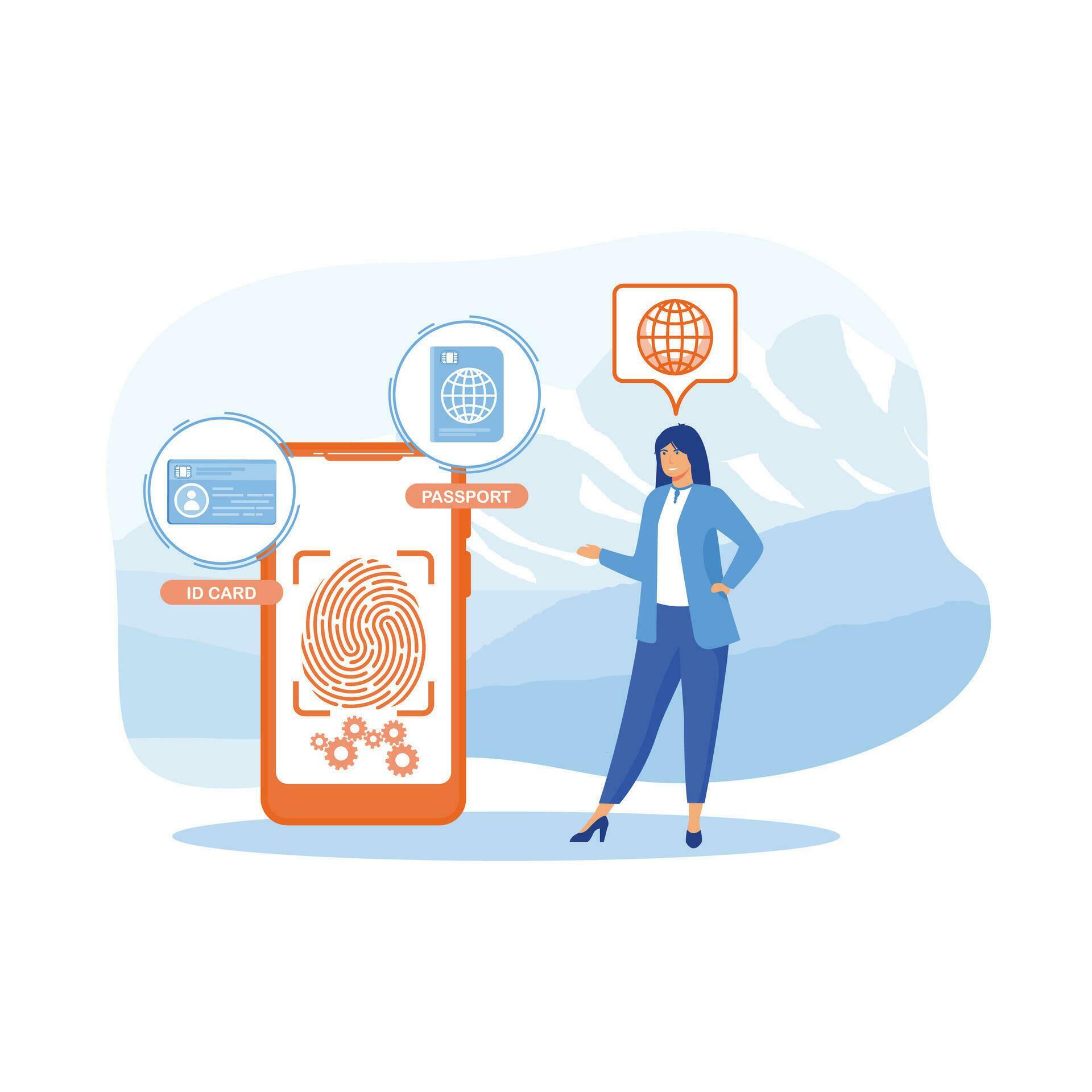 Biometric Documents In Smartphone App Smart Id Card Concept Digital Passport And Driver