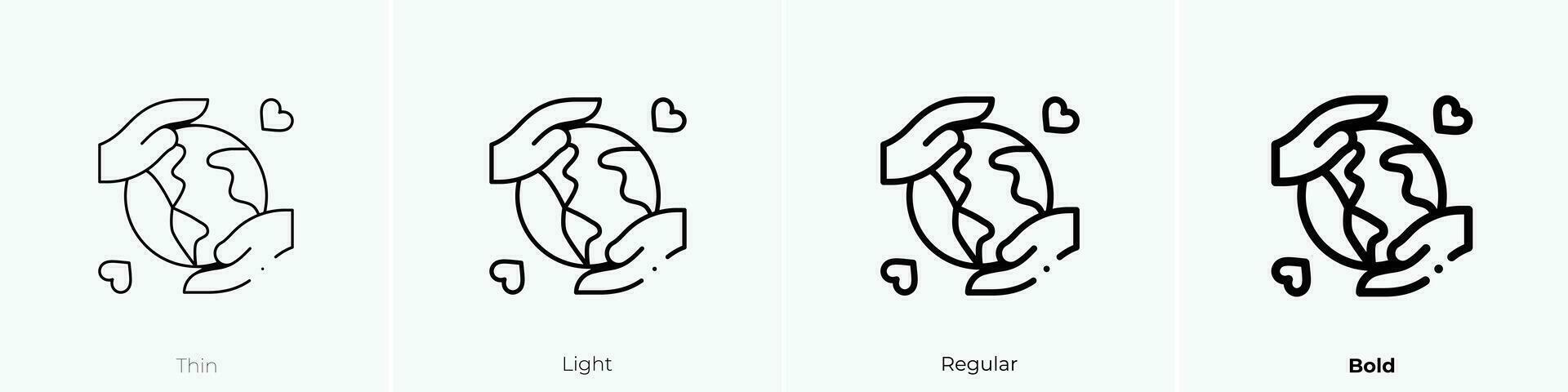 save the world icon. Thin, Light, Regular And Bold style design ...