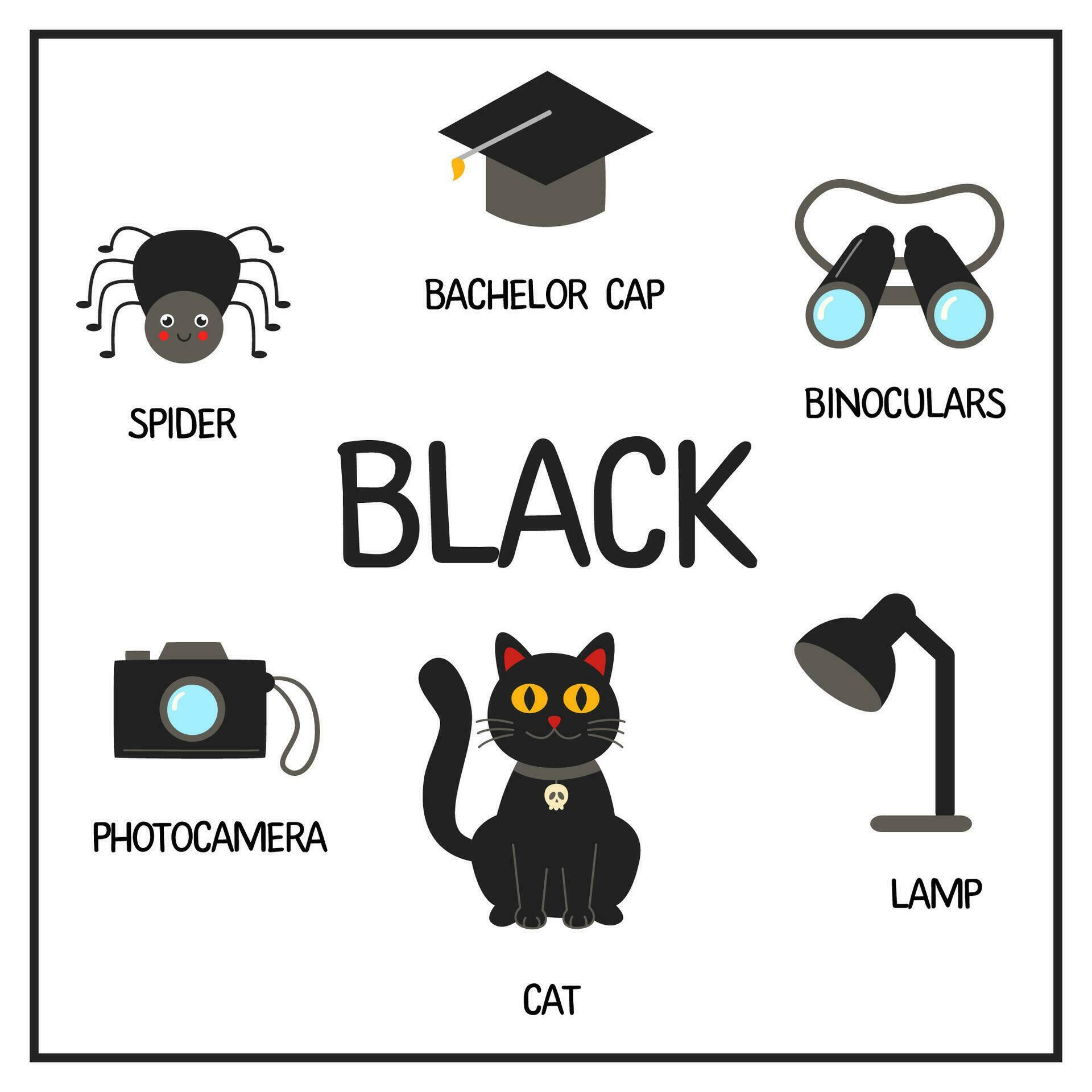 Learning colors worksheet for kids. Black color flashcard. 33841843 ...