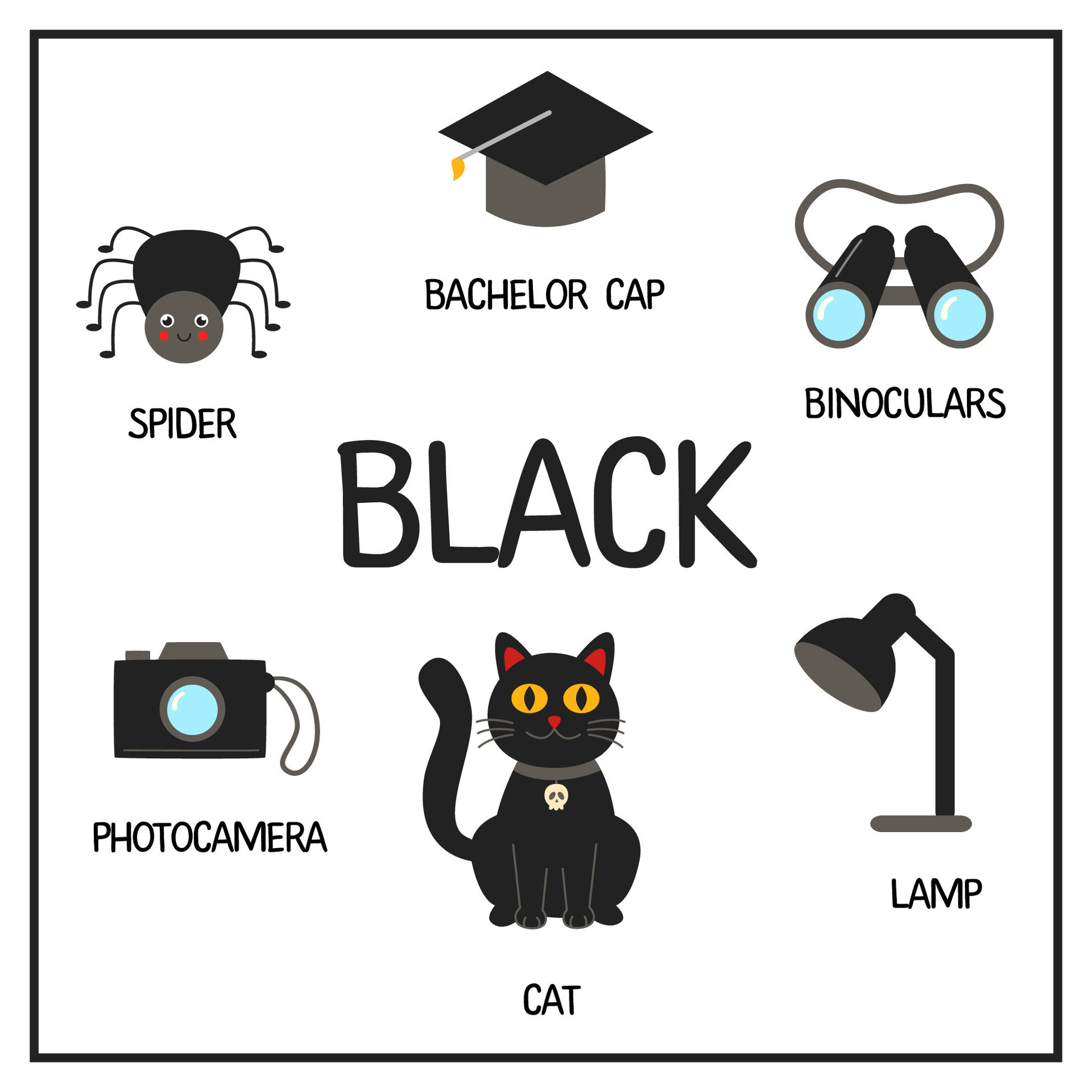 Learning colors worksheet for kids. Black color flashcard. 33841843 ...
