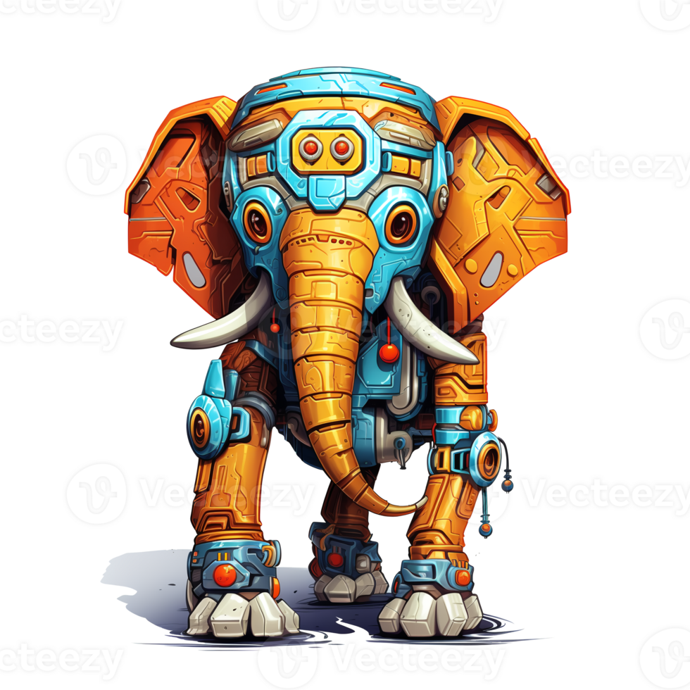 Cartoon Elephant Robots T Shirt Sticker Funny Cyborg Ai Generated 33842454 Png