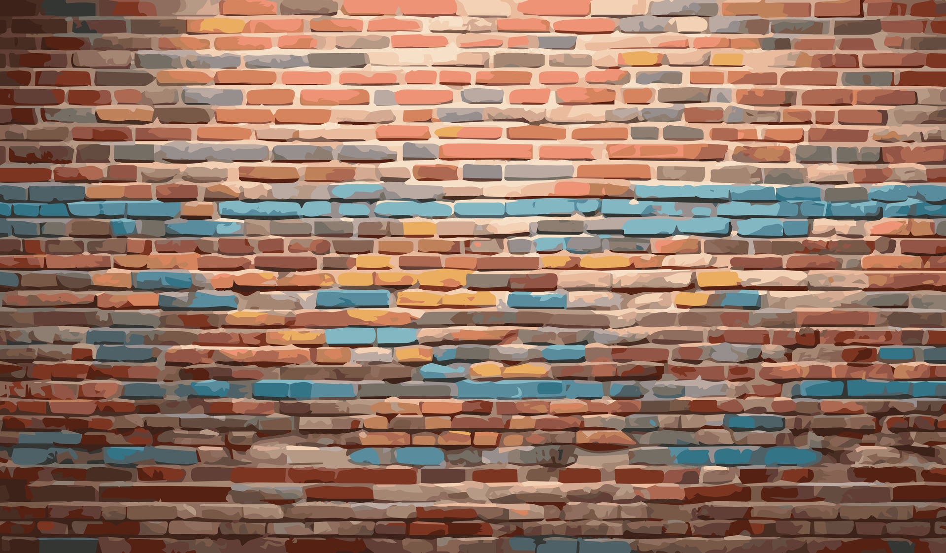 Brick wall colorful surface full frame vector background. multi color ...