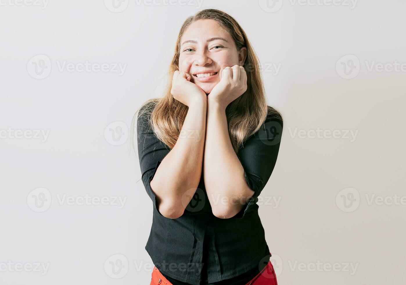 Cheerful And Friendly Girl Face Looking And Smiling At The Camera