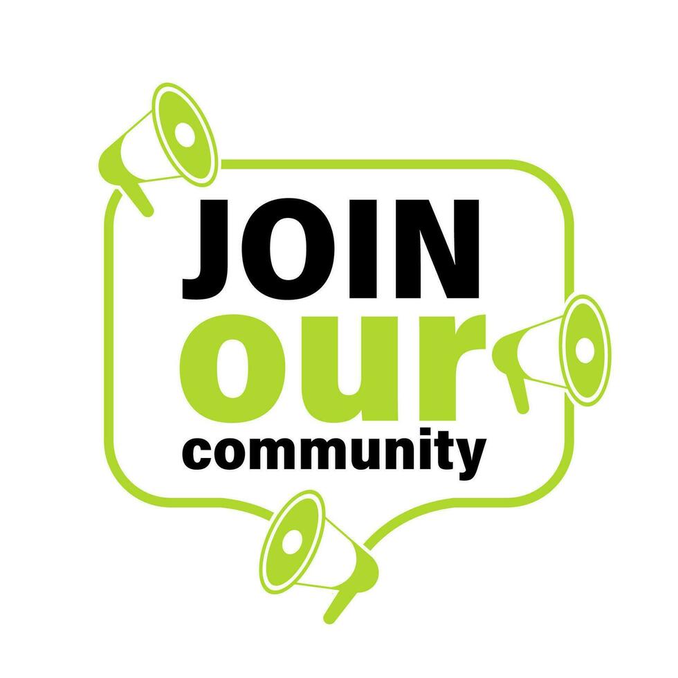 Join Our Community Sticker Icon With Loudspeakers 33855243 Vector Art