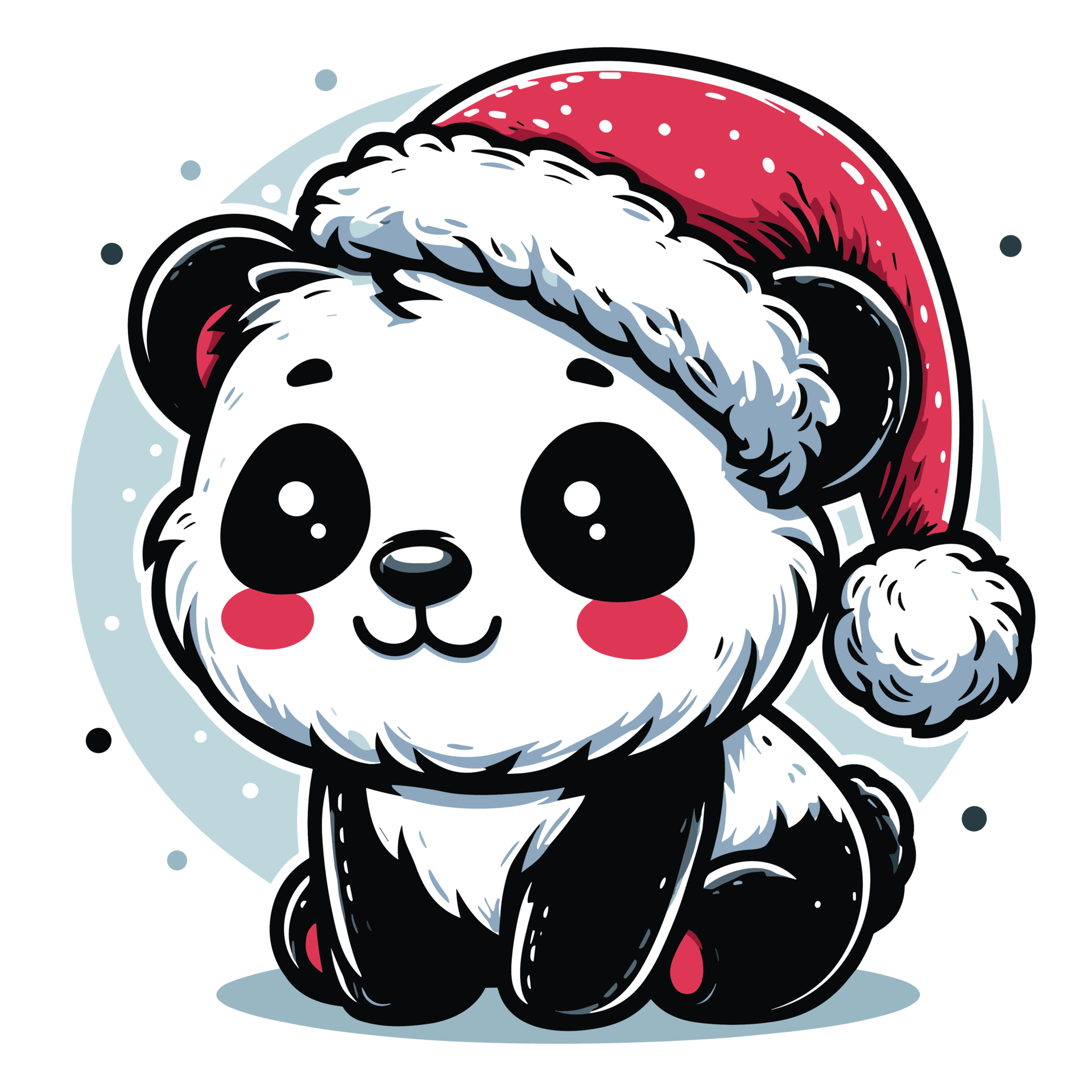 Beautiful Christmas Panda Wearing Santa Hat - Ai Generative 33860475 PNG