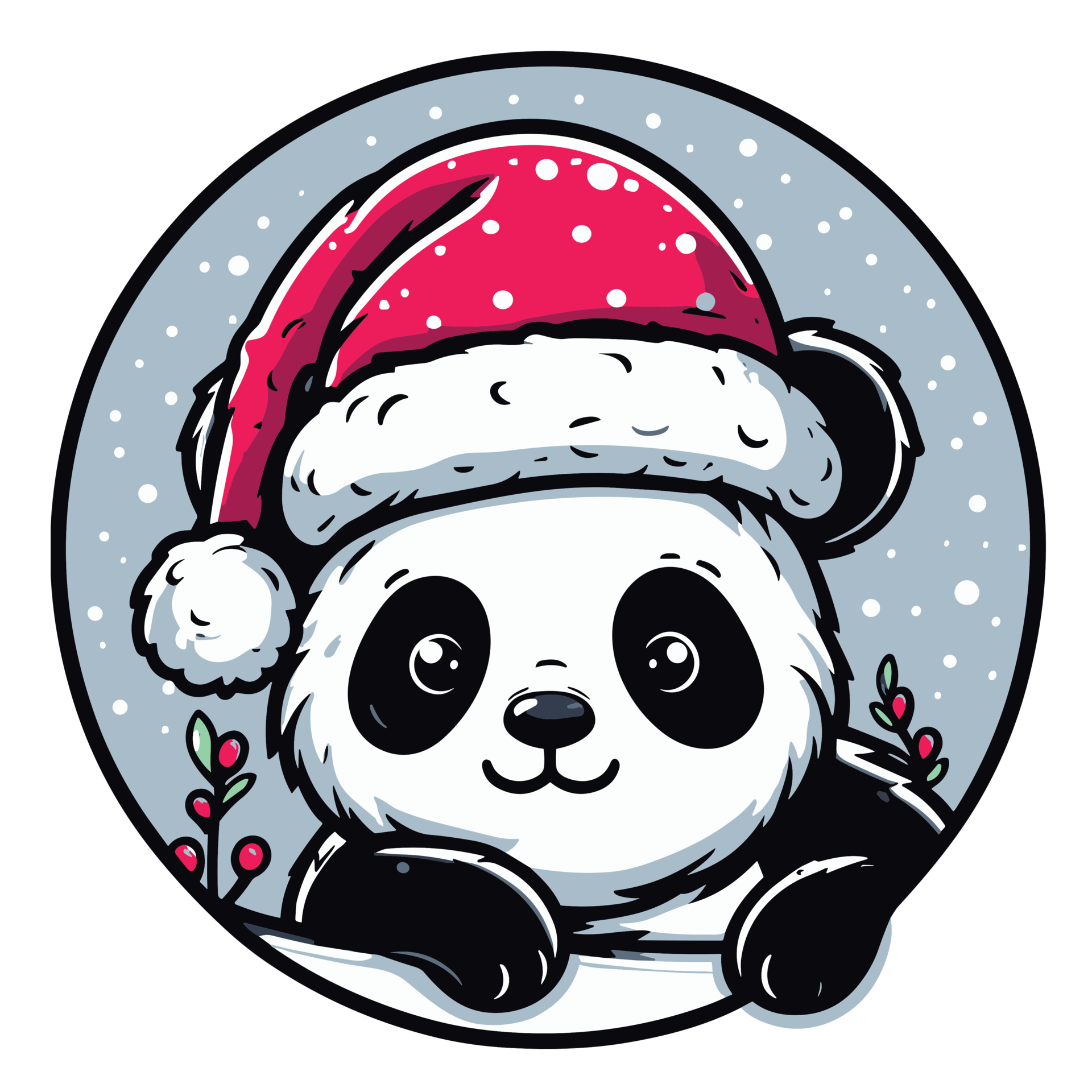 Beautiful Christmas Panda Wearing Santa Hat - Ai Generative 33860489 PNG