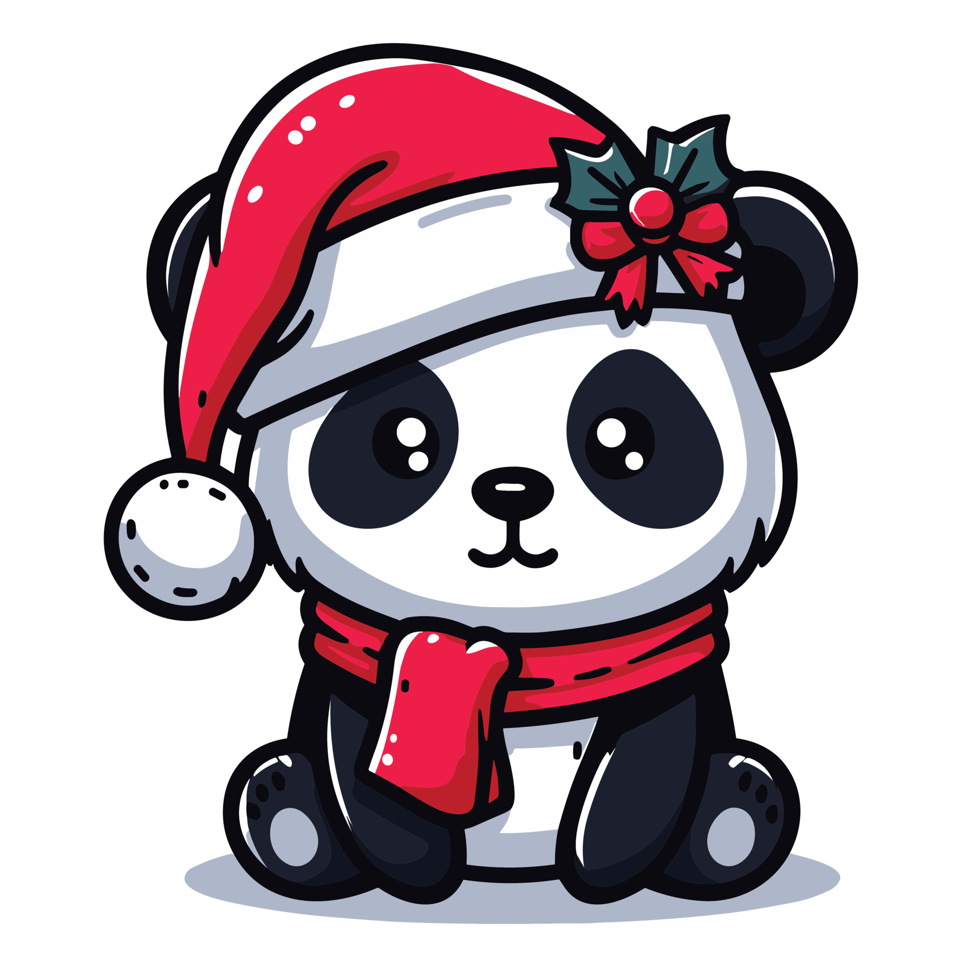 Beautiful Christmas Panda Wearing Santa Hat - Ai Generative 33860491 PNG