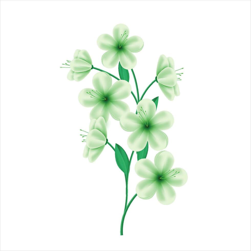 Vector spring green flower on white background 33875253 Vector Art at ...
