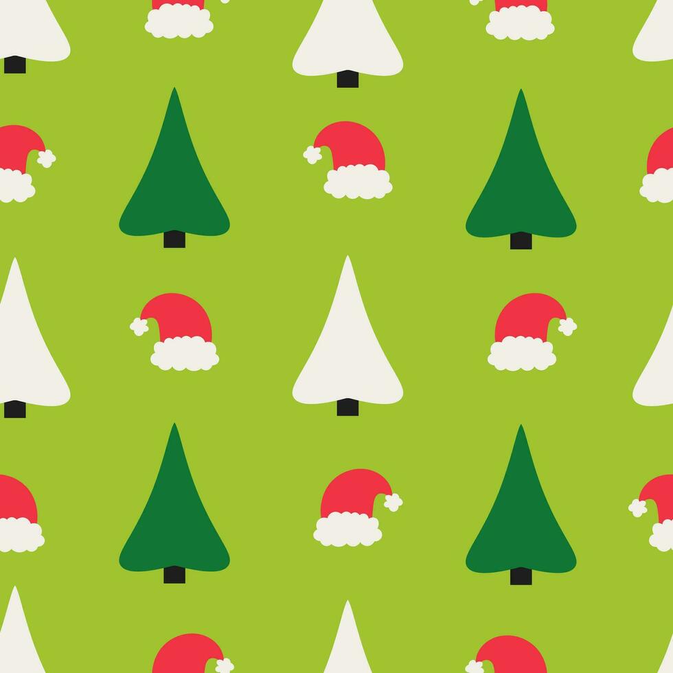 Simple Christmas seamless pattern with tree and Santa hat 33875886 ...