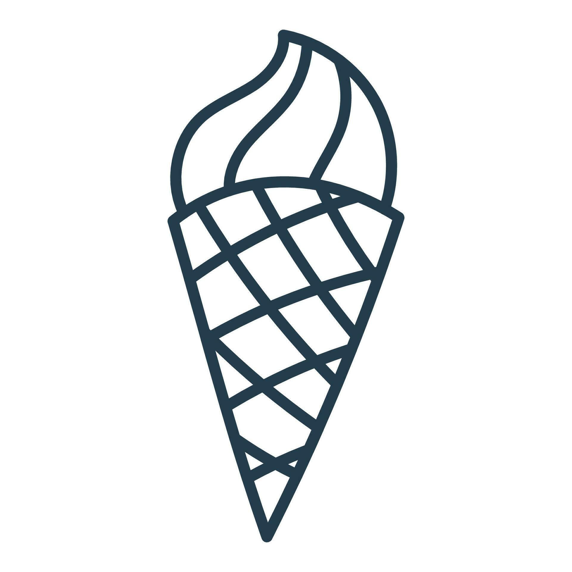 Vector Ice Cream Waffle Cone Isolated On White Background Ice Cream In