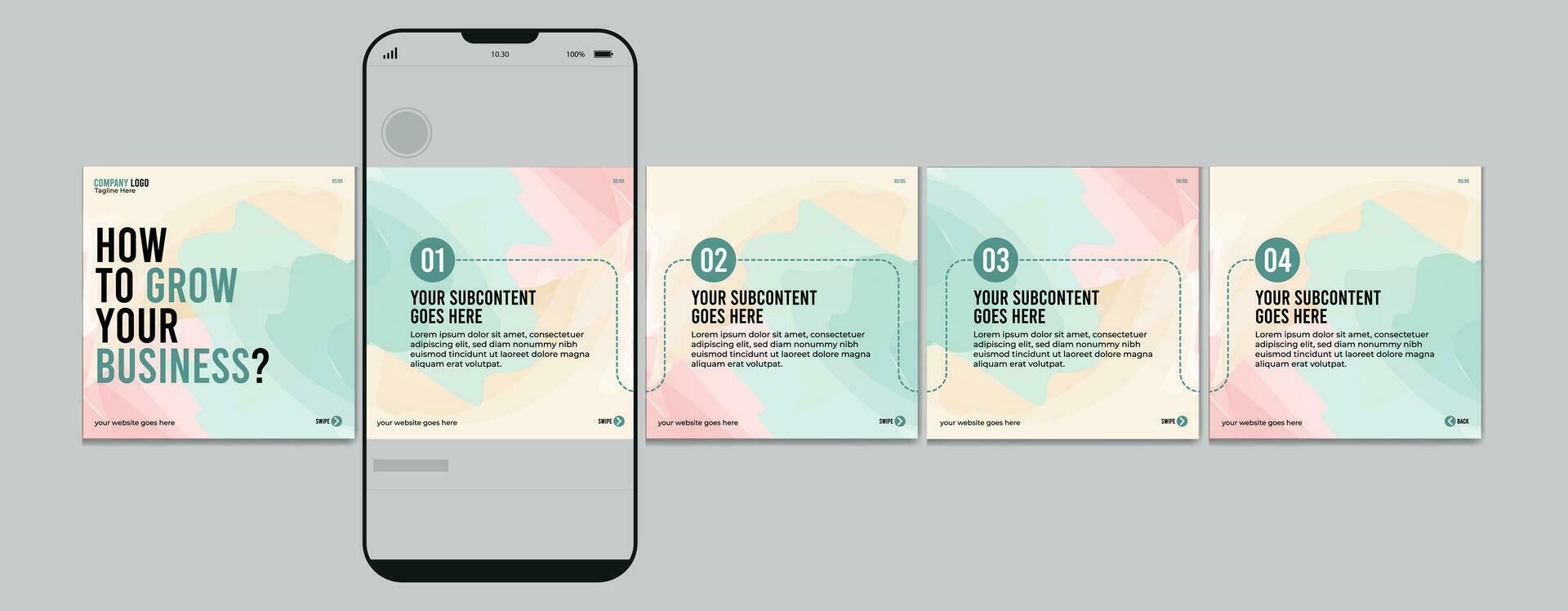 Carousel Template And Social Media Post Layout Design Set Of Business