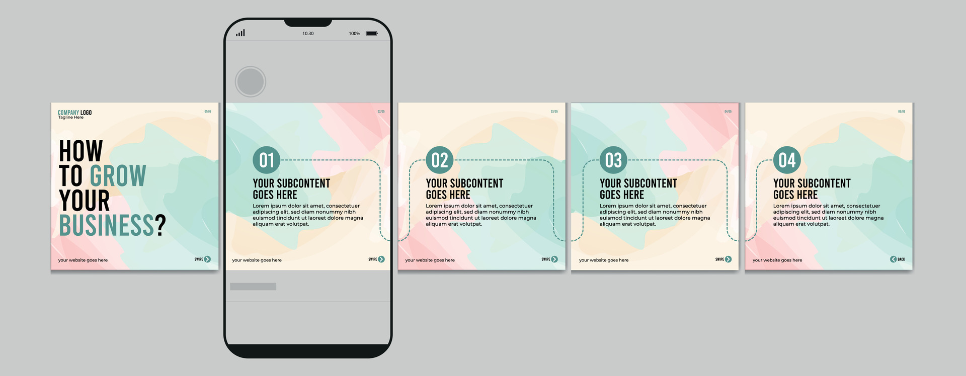 Carousel Template And Social Media Post Layout Design Set Of Business