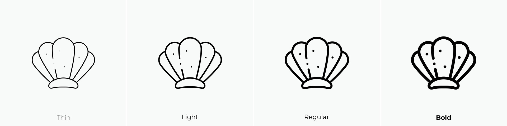 shell icon. Thin, Light, Regular And Bold style design isolated on ...