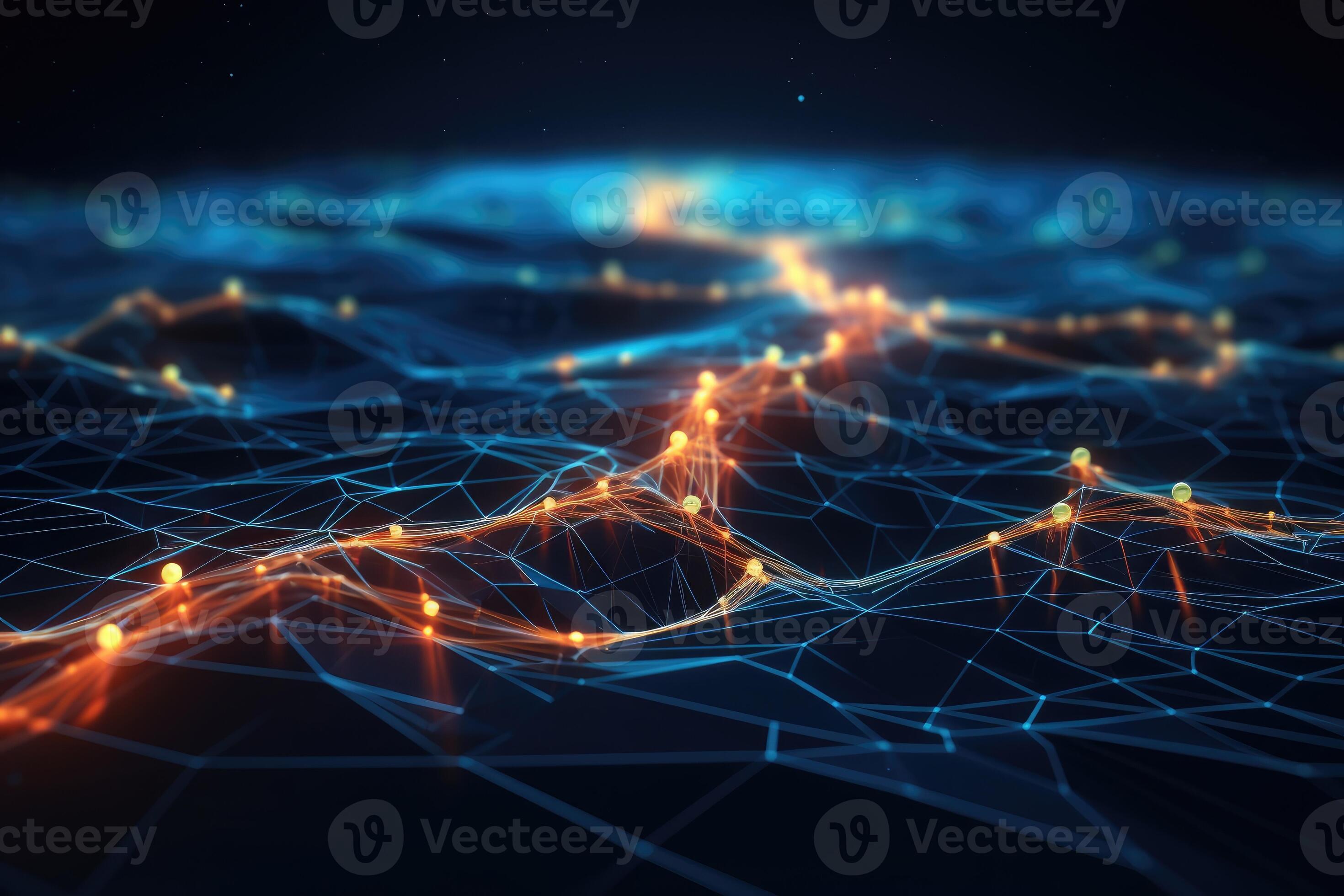3d rendering of abstract technology digital background. Network connection structure, Cyber big ...