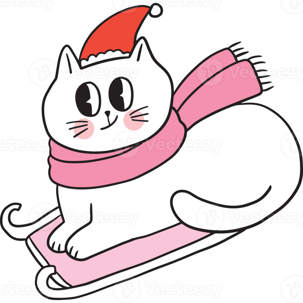 Cartoon cute funny cat in winter element. 33886055 PNG