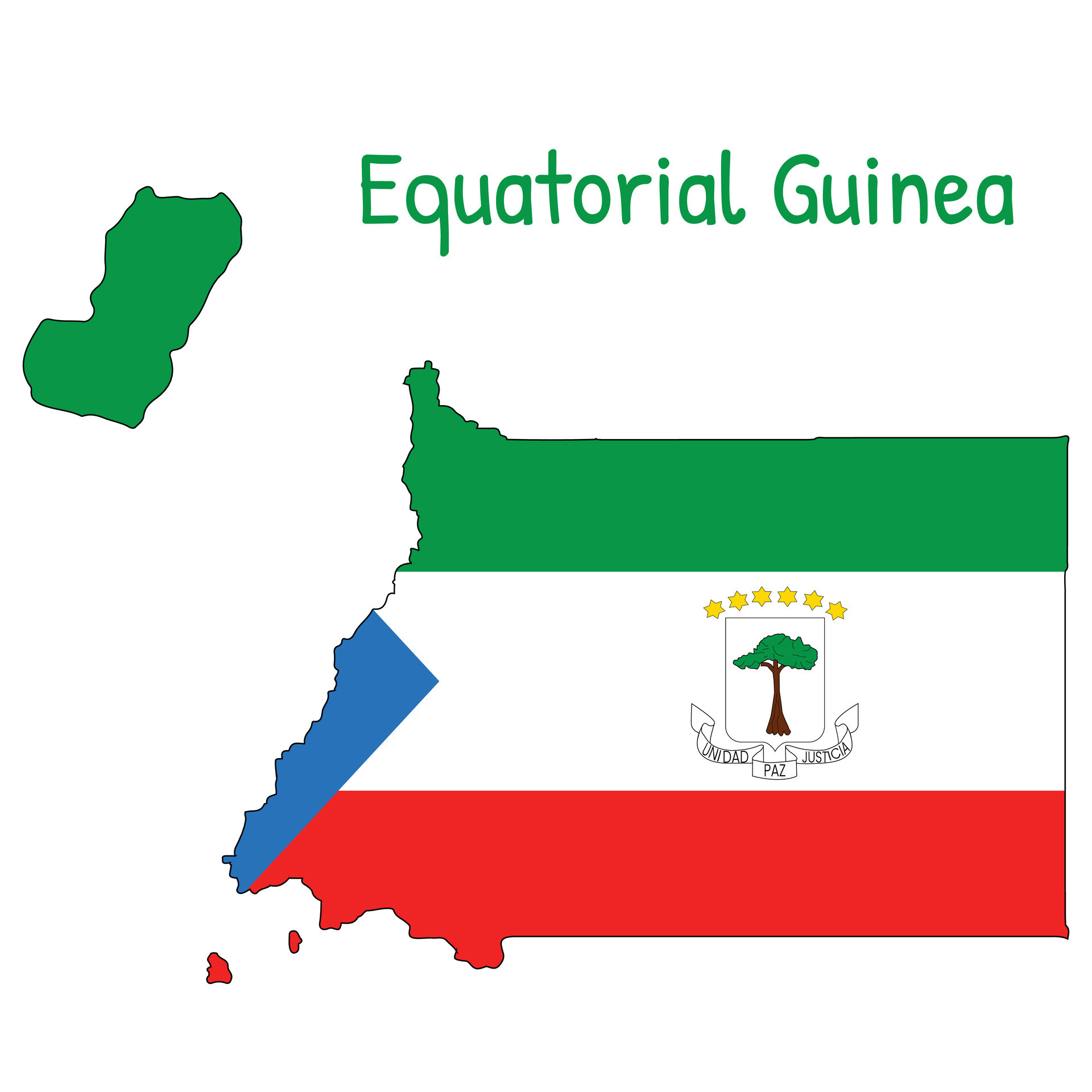 Equatorial Guinea National Flag Shaped As Country Map 33886451 Vector