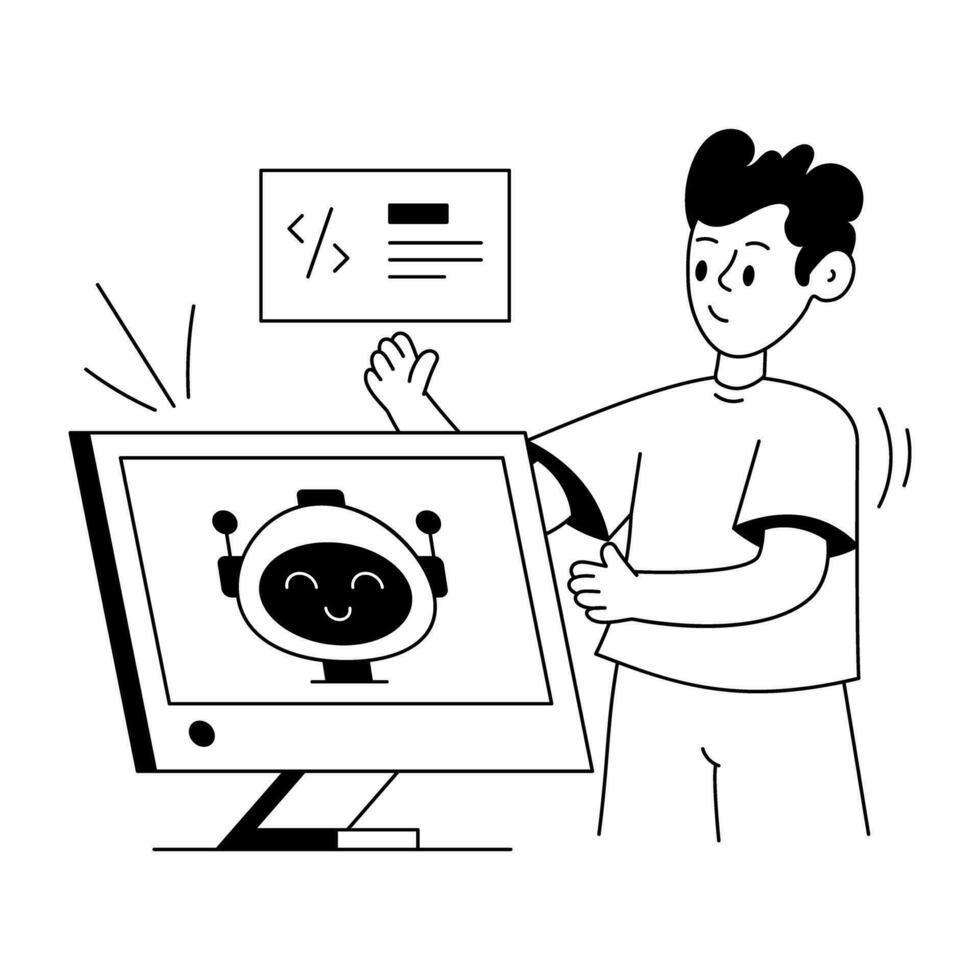 Trendy Robot Coding 33887844 Vector Art at Vecteezy