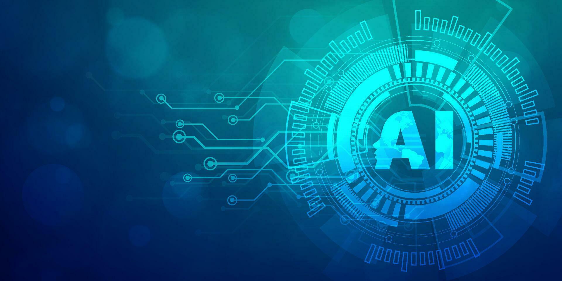 Abstract digital technology brain futuristic, AI Artificial intelligence blue background, Cyber ...