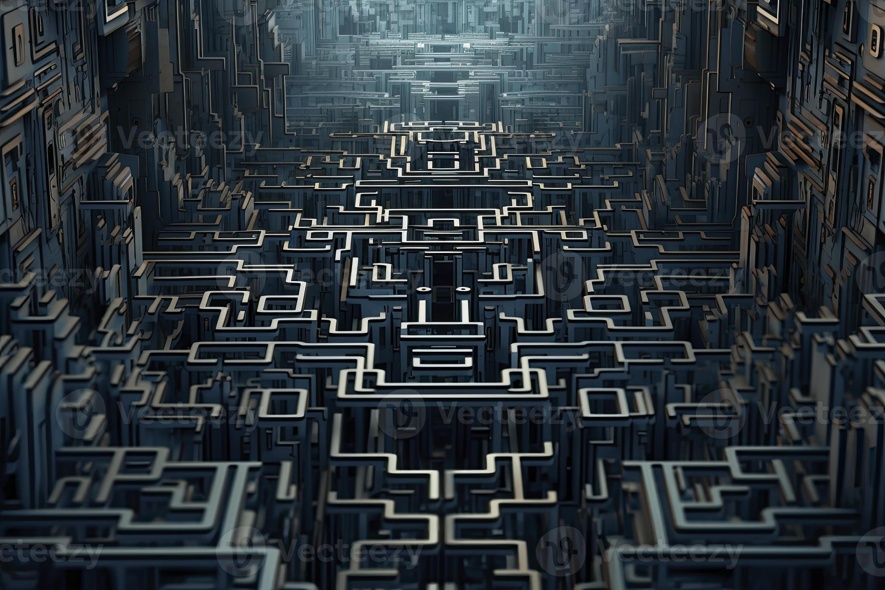 Artificial intelligence in an abstract maze. AI Generated 33892155 Stock Photo at Vecteezy