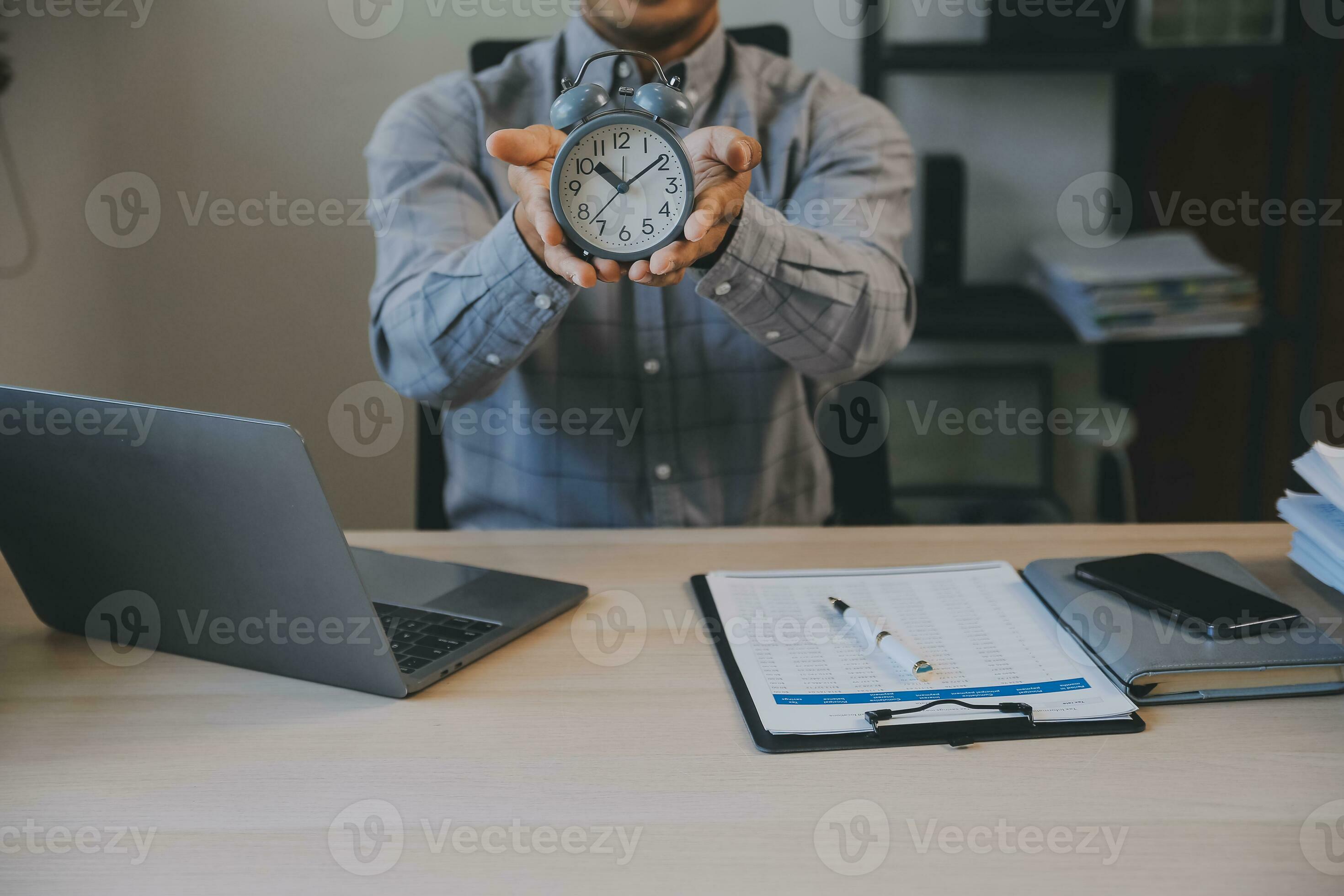Business working times concept people work typing on laptop computer ...