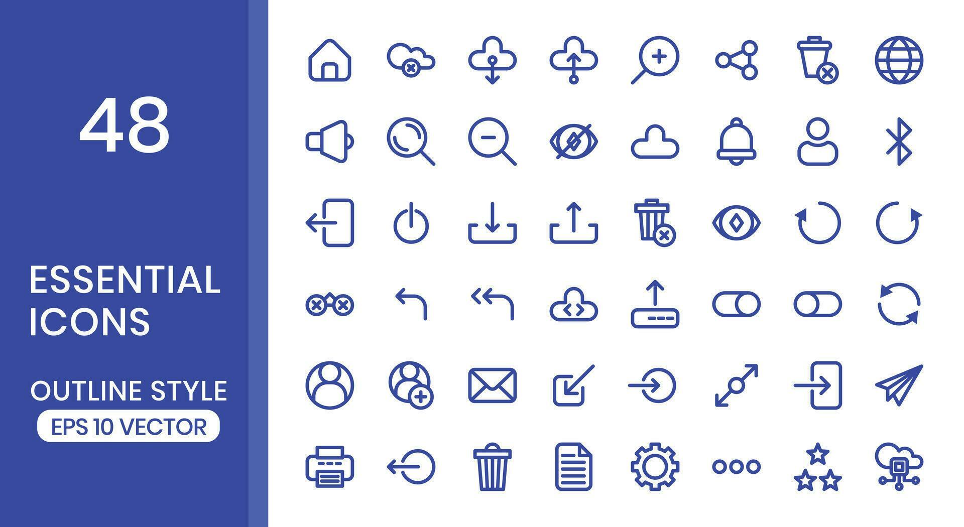 Essential outline icons set.The collection includes of business developments ,programing , web ...