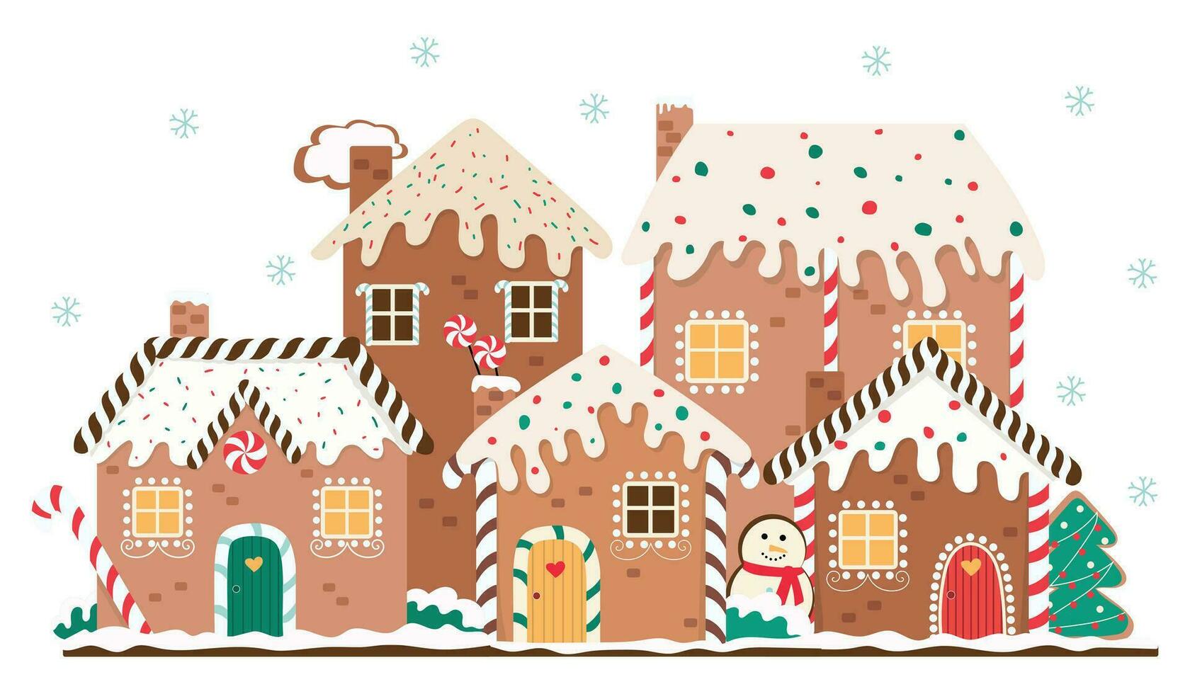 Gingerbread houses christmas scene. 33950087 Vector Art at Vecteezy