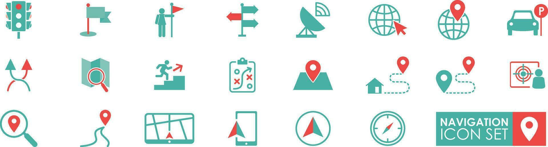 Navigation Icon Set It Contains A Map Map Pin Gps Distance