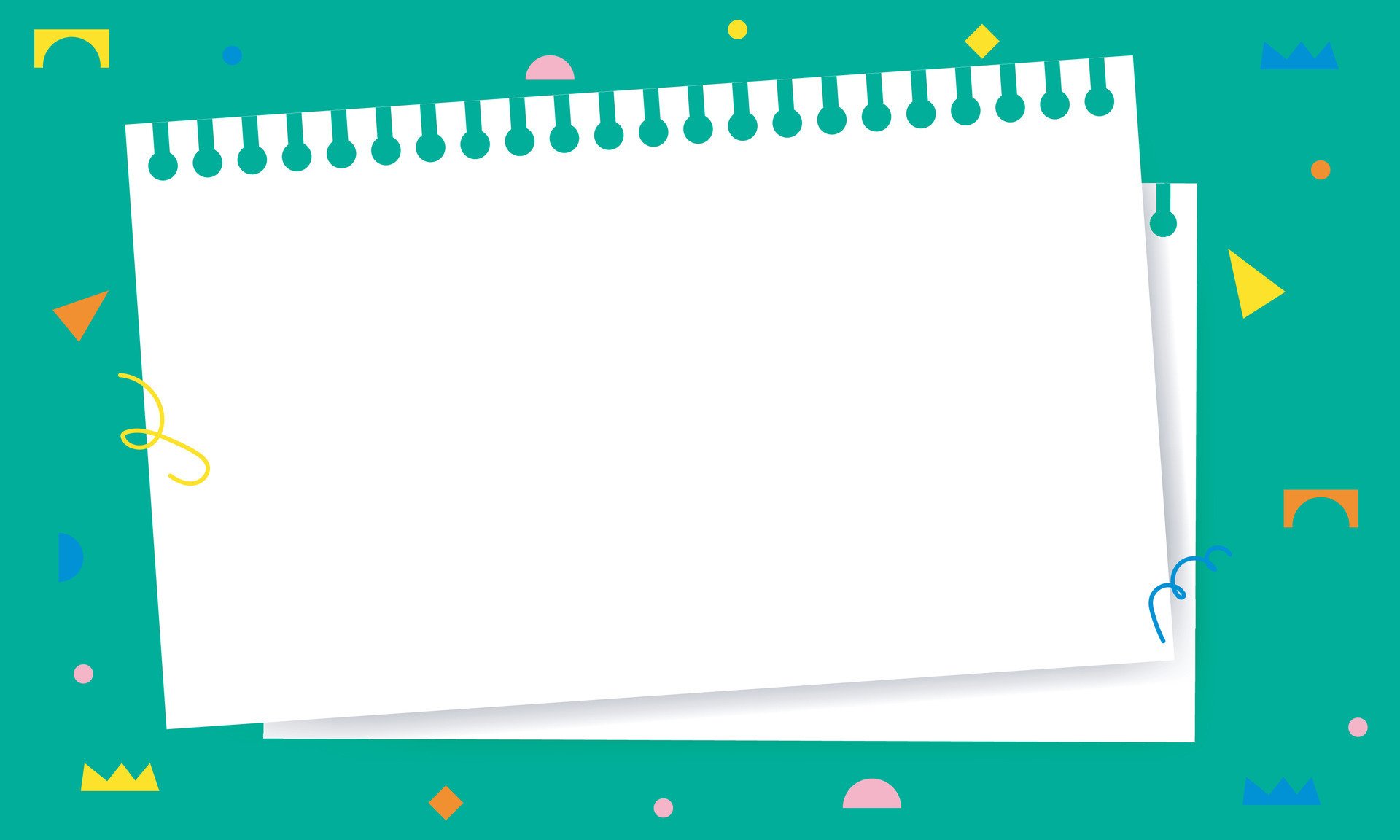 Blank Paper Template Isolated On Cute Blue Background With Colorful 