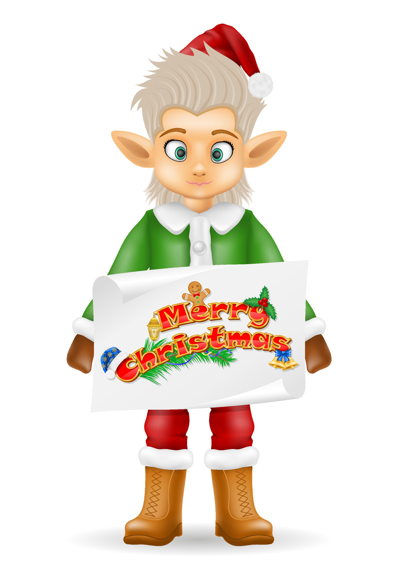 Christmas Elf Santa Claus Helper Vector Illustration Isolated On White Background 33956844