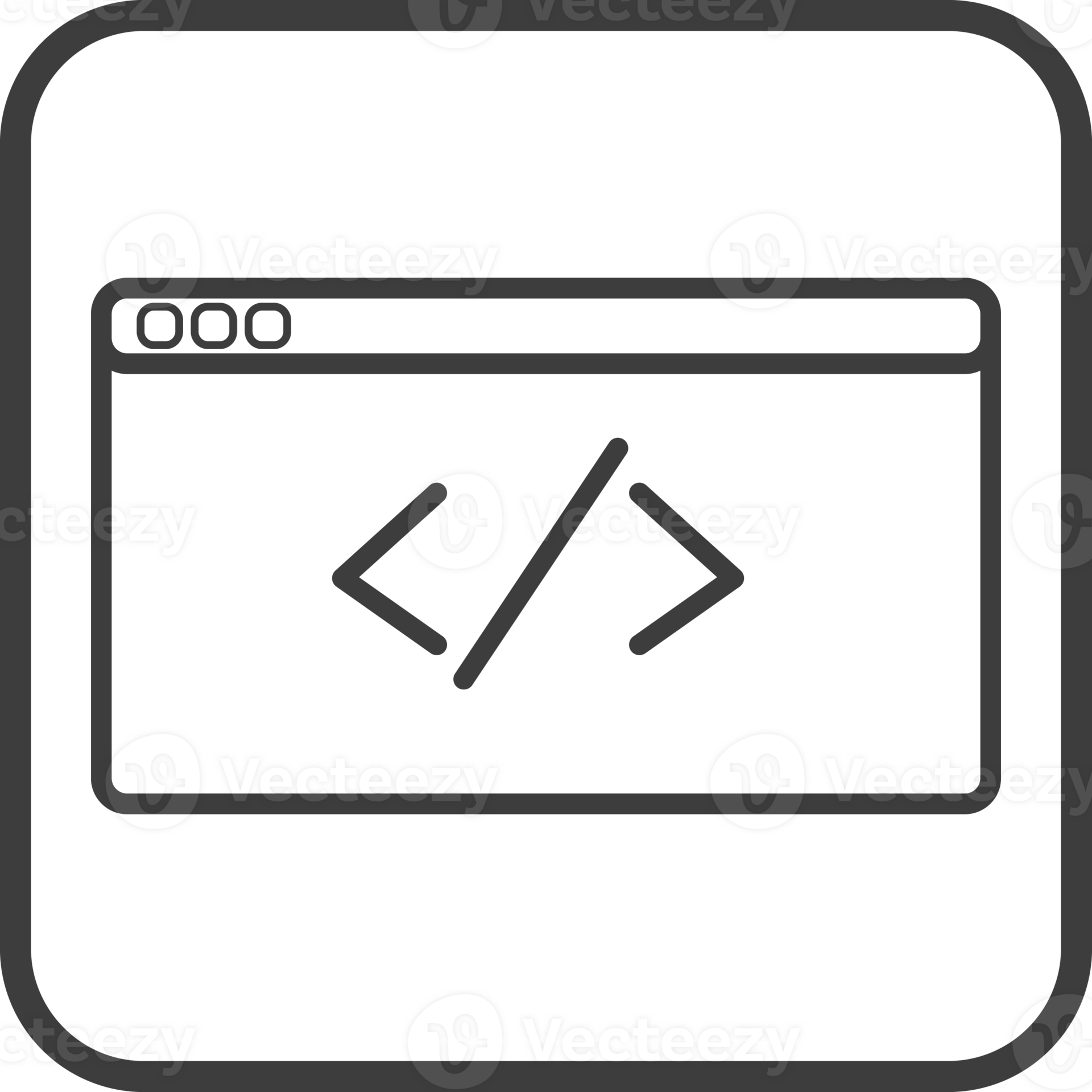 Symbol programming icon in thin line black square frames. 33964165 PNG