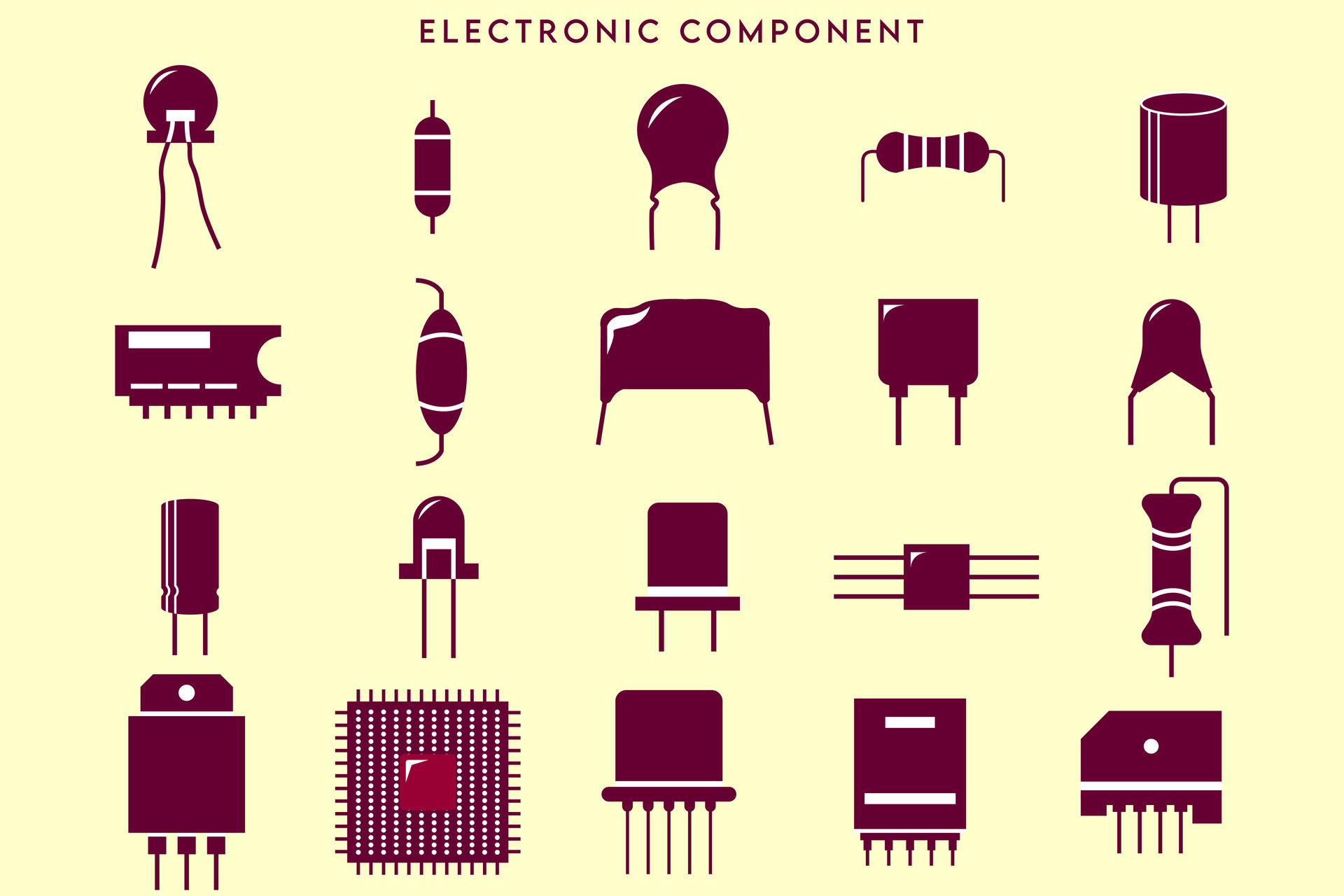 electronic component icons electric circuit 33981235 Vector Art at Vecteezy