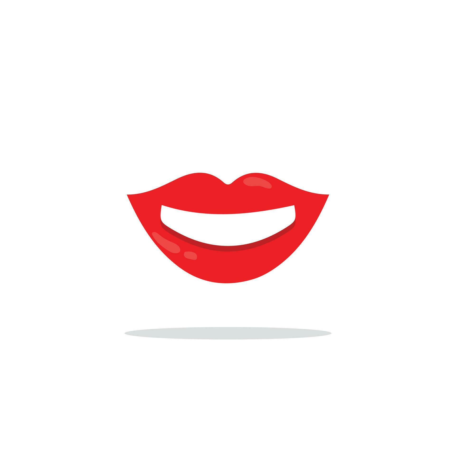 Red Female Lips Collection Woman Lip Expressed Differernt Emotion Set