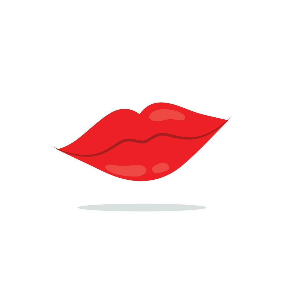 Red Female Lips Collection Woman Lip Expressed Differernt Emotion Set