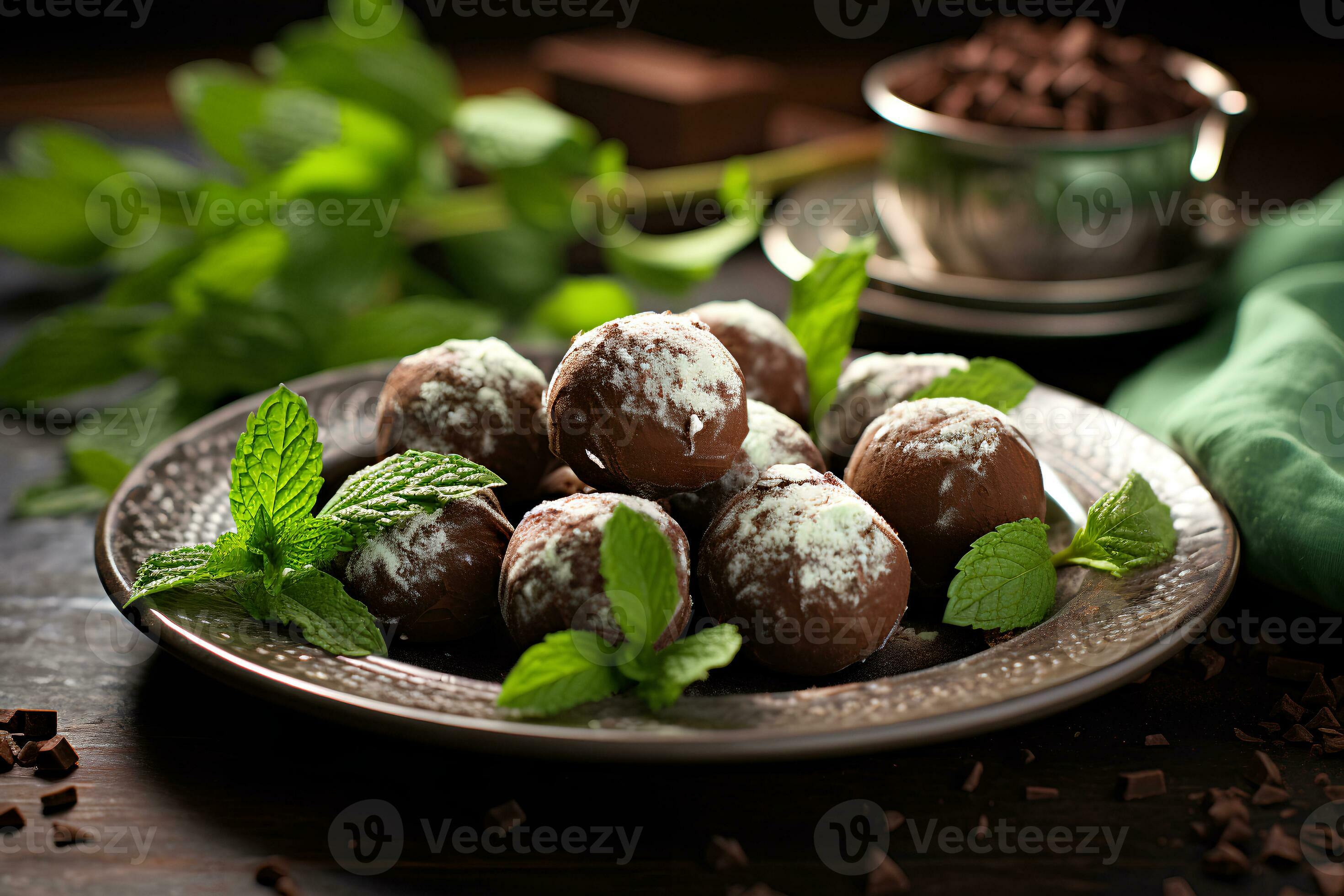 Decadent Chocolate Mint Truffles. Ai generative 33999697 Stock Photo at Vecteezy