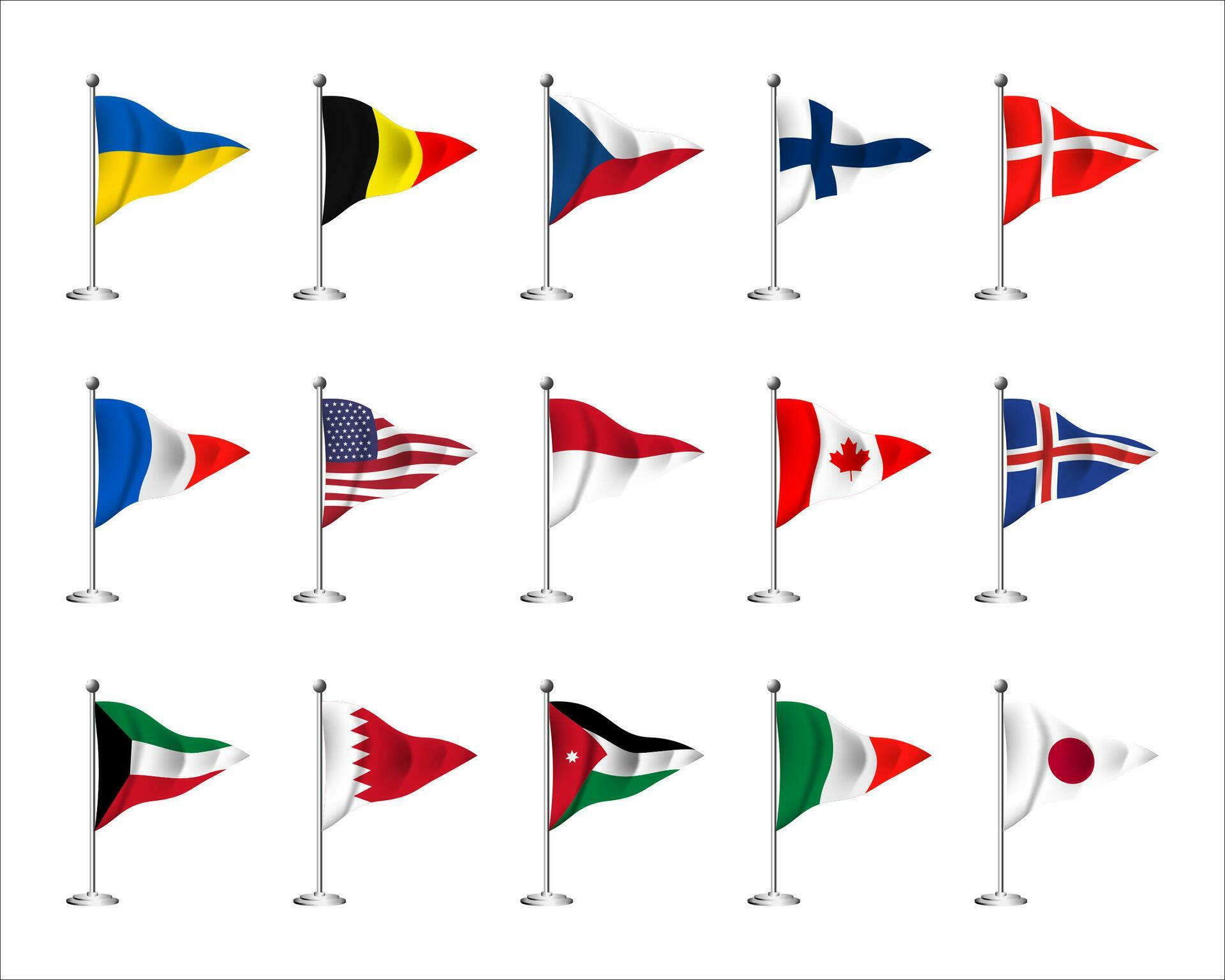Set of triangle Flags world badge emblem 34029928 Vector Art at Vecteezy