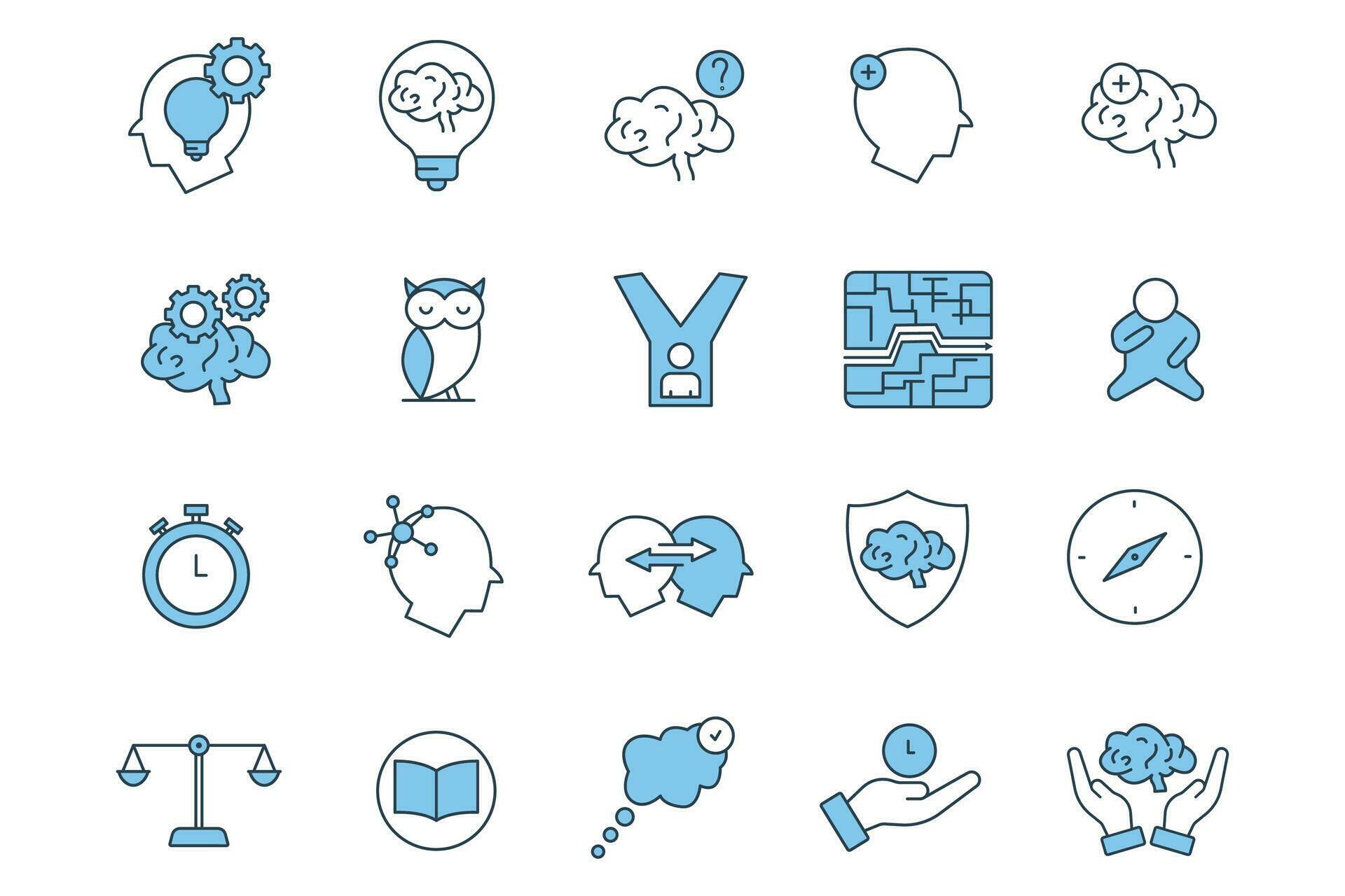 critical thinking icon set. critical, thinking, idea, think, brain ...