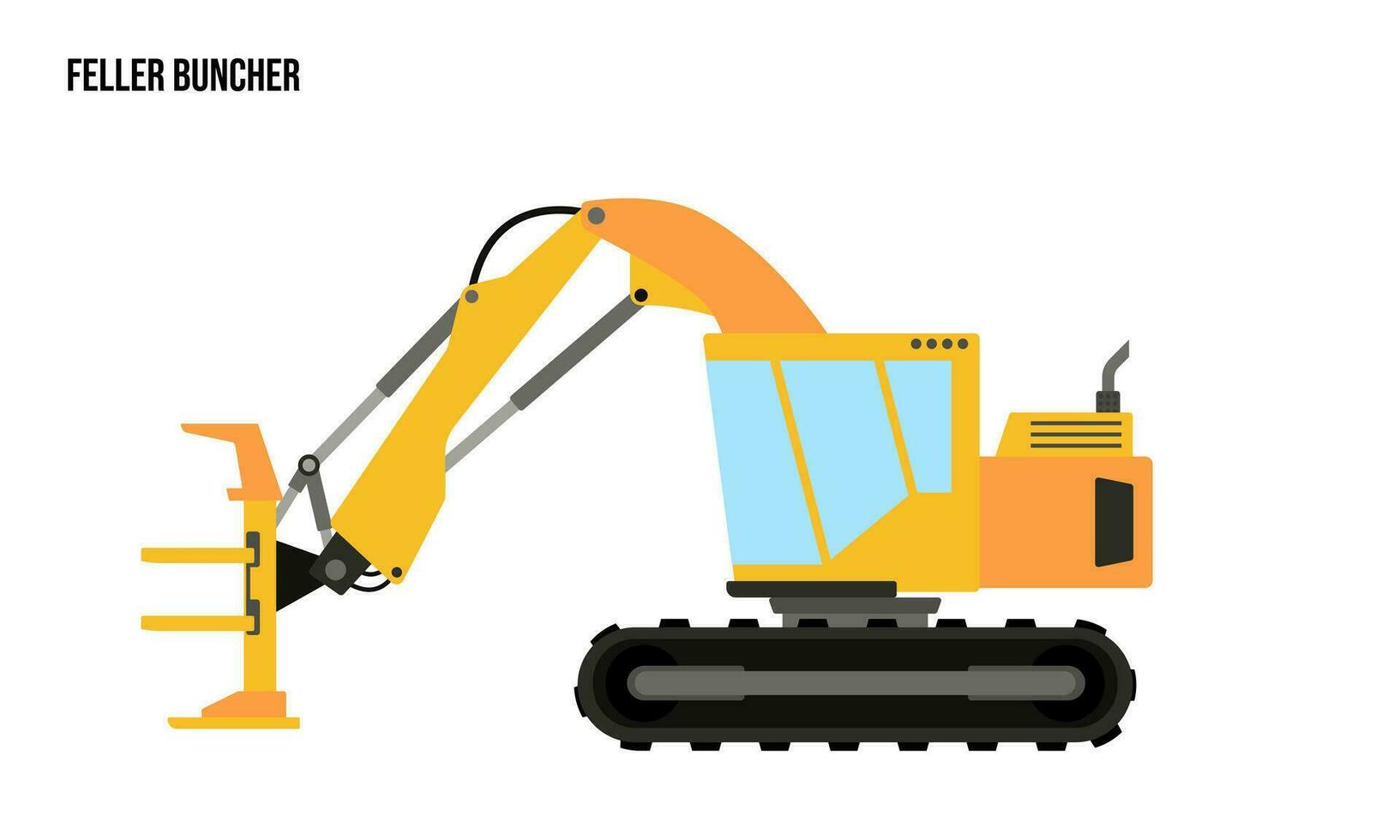 Feller Buncher Heavy Equipment Flat Illustration Feller Buncher Heavy Equipment Logo Template