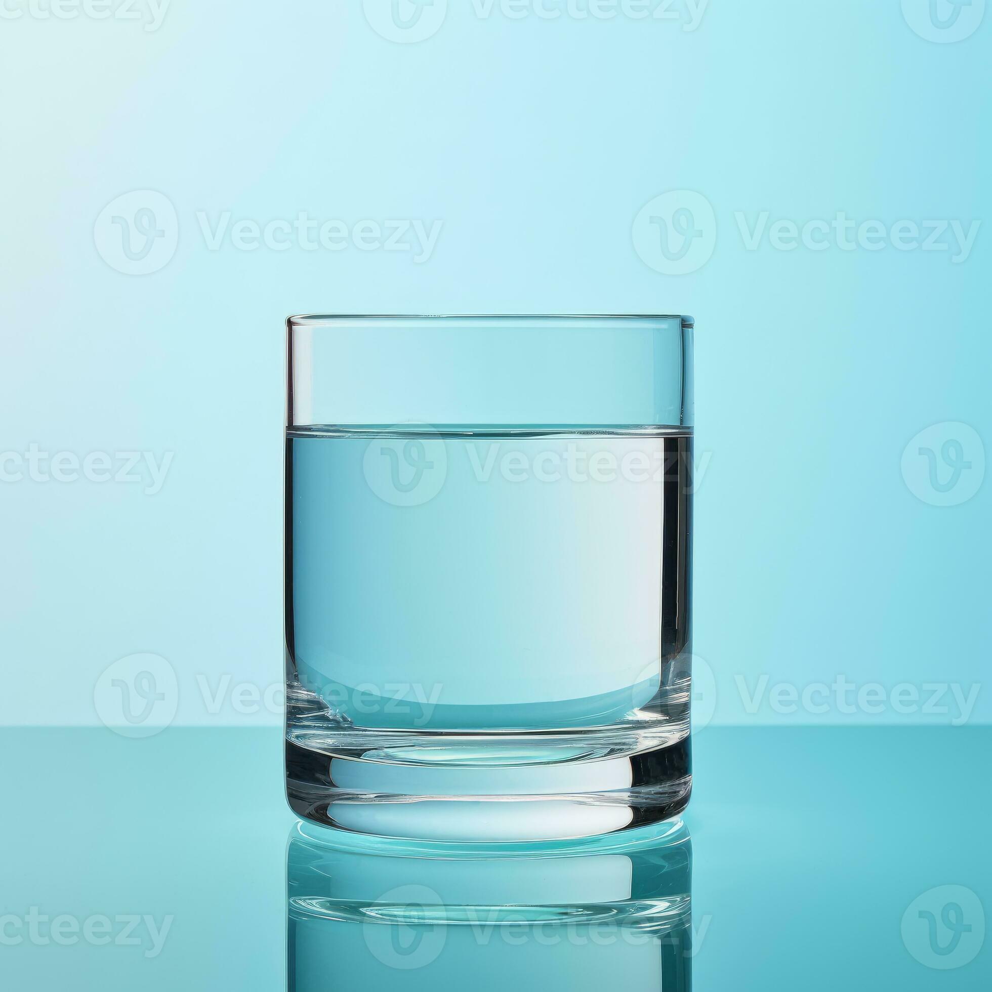 AI Generated A glass of clean drinking water on a light blue background 34040509 Stock Photo at ...