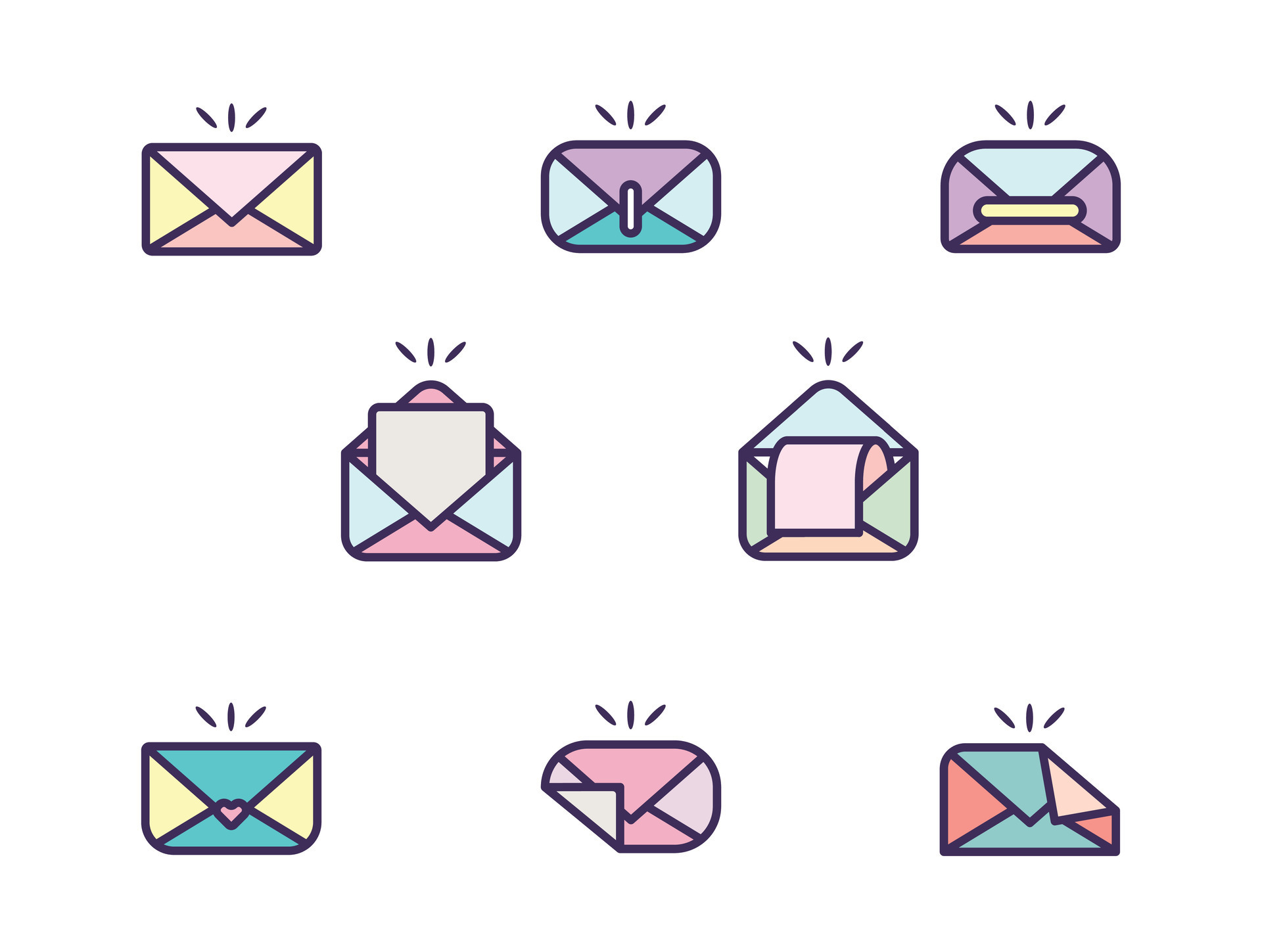 Message Icon Set Playful Color Vector Illustration 34040605 Vector Art At Vecteezy