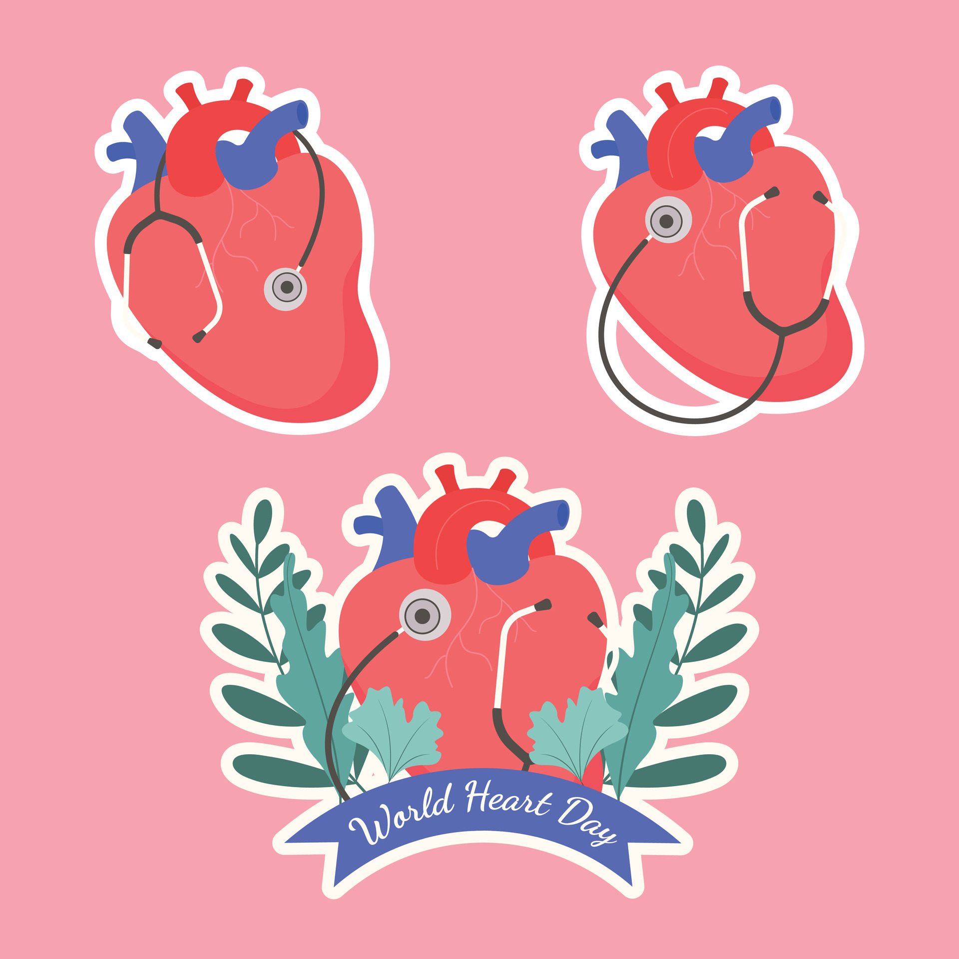 World Heart Day Vector Art Simple Designs Heart Day Celebration